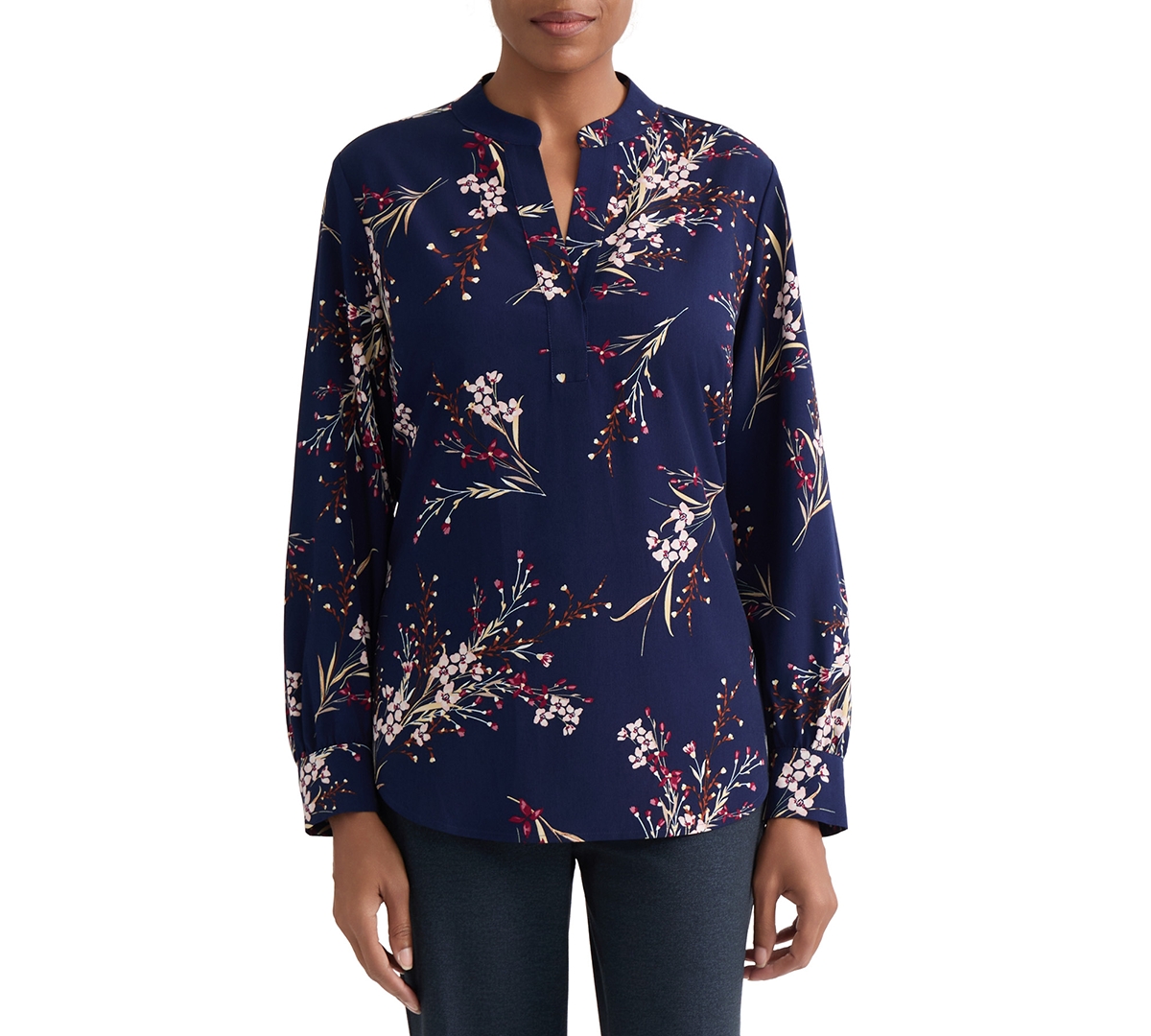 Click here for Jones New York Womens Split V-Neck Printed Popover... prices