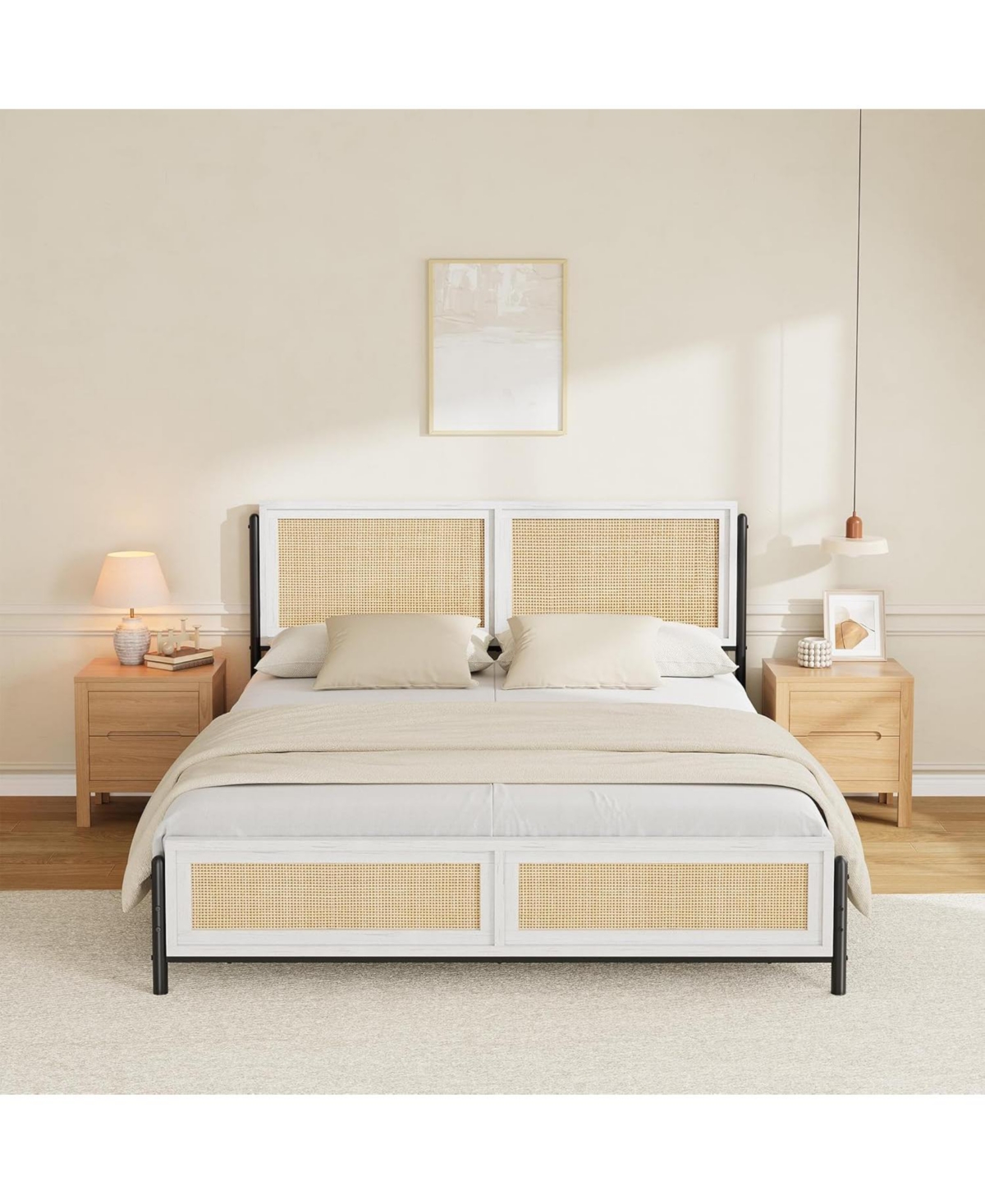 Click here for gaomon Boho Queen Size Rattan Bed Frame  Wooden Qu... prices