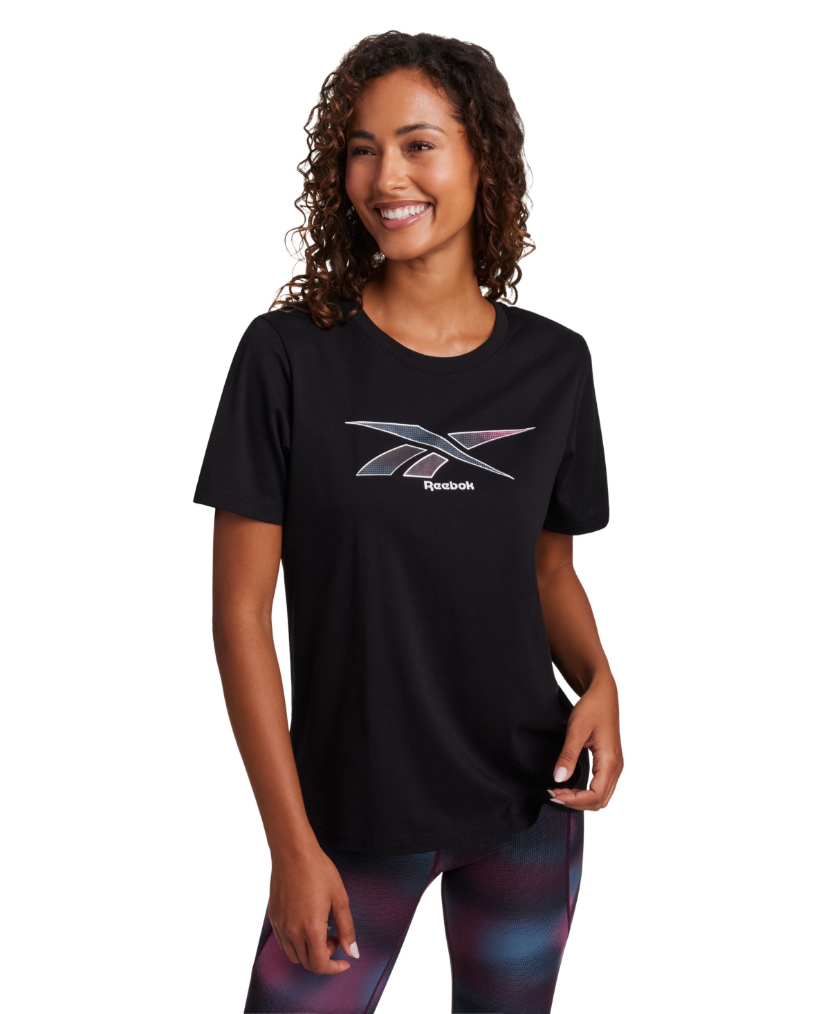 Click here for Reebok Womens Vector Graphic Crewneck T-Shirt - Bl... prices