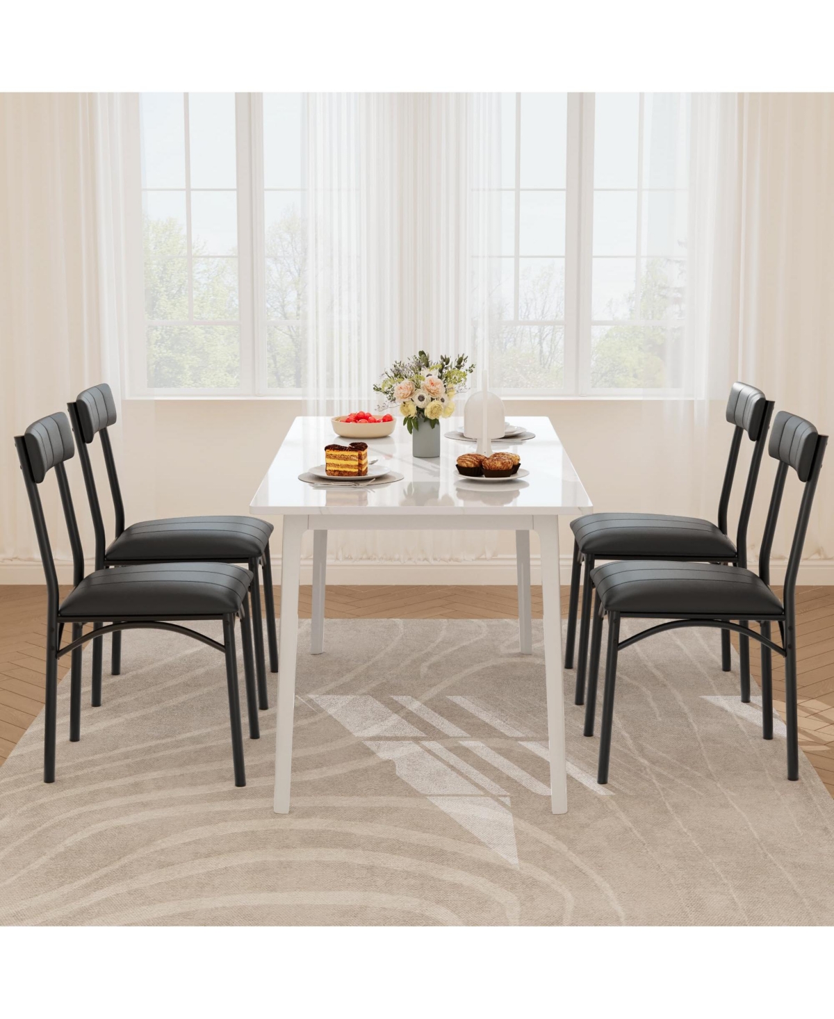 Click here for homfan Set of 4 Modern Upholstered Dining Chairs... prices