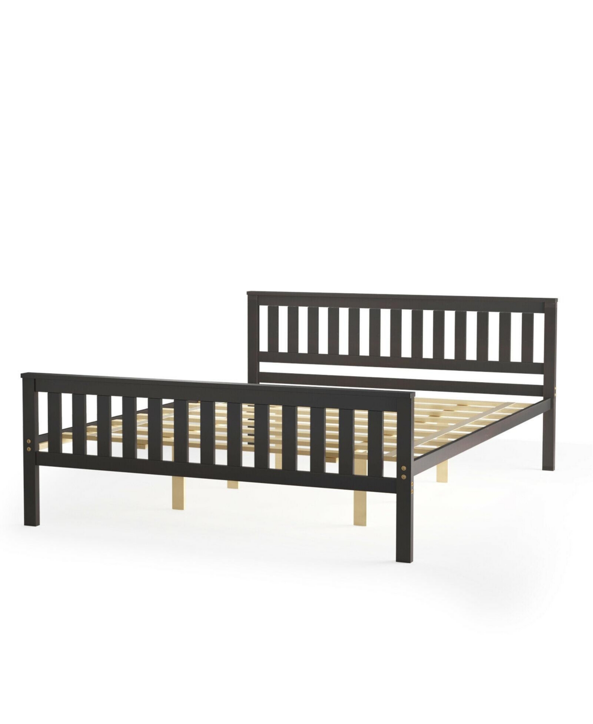 Click here for Gouun Queen Wood Platform Bed with Headboard - Dar... prices