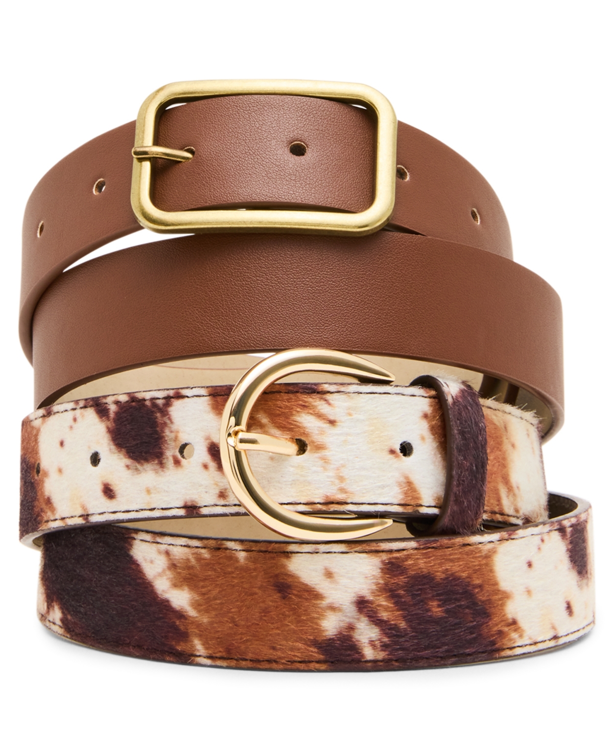 Click here for Steve Madden Glossy Rectangular Buckle Belt  2-Pac... prices