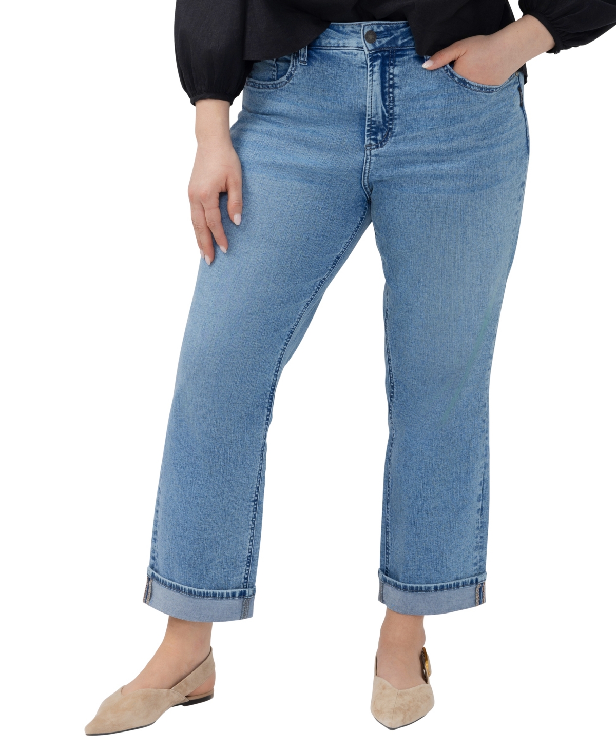 Click here for Silver Jeans Co. Plus Size Avery High-Rise Straigh... prices