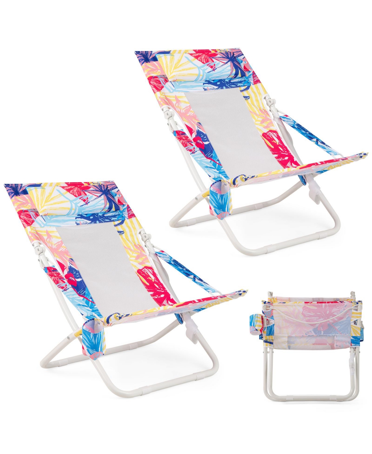 Click here for Sugift Folding Low Beach Chair Set of 2 Patio Slin... prices