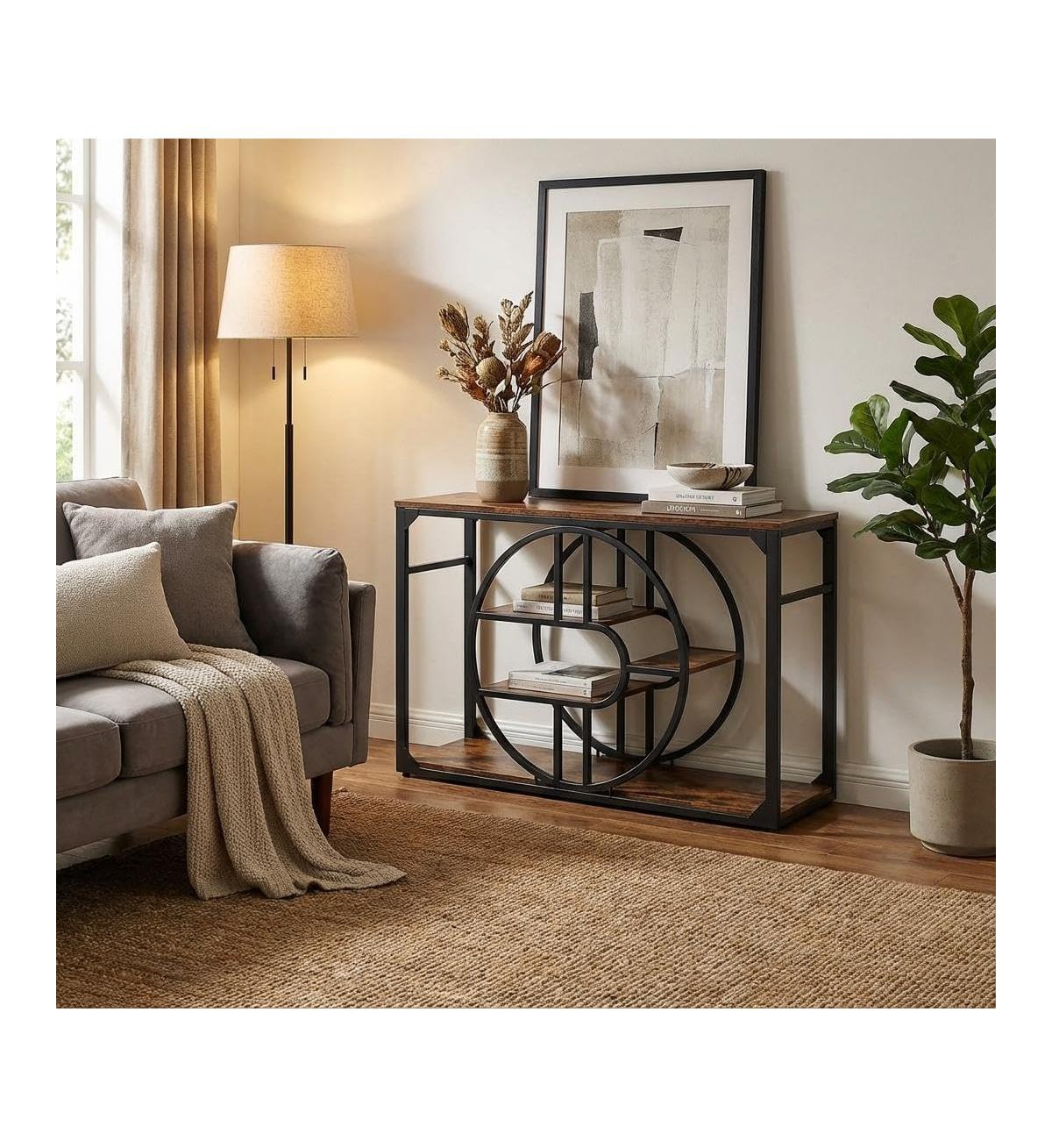 Click here for homfan Industrial 5-Tier Console Table with O-Shap... prices