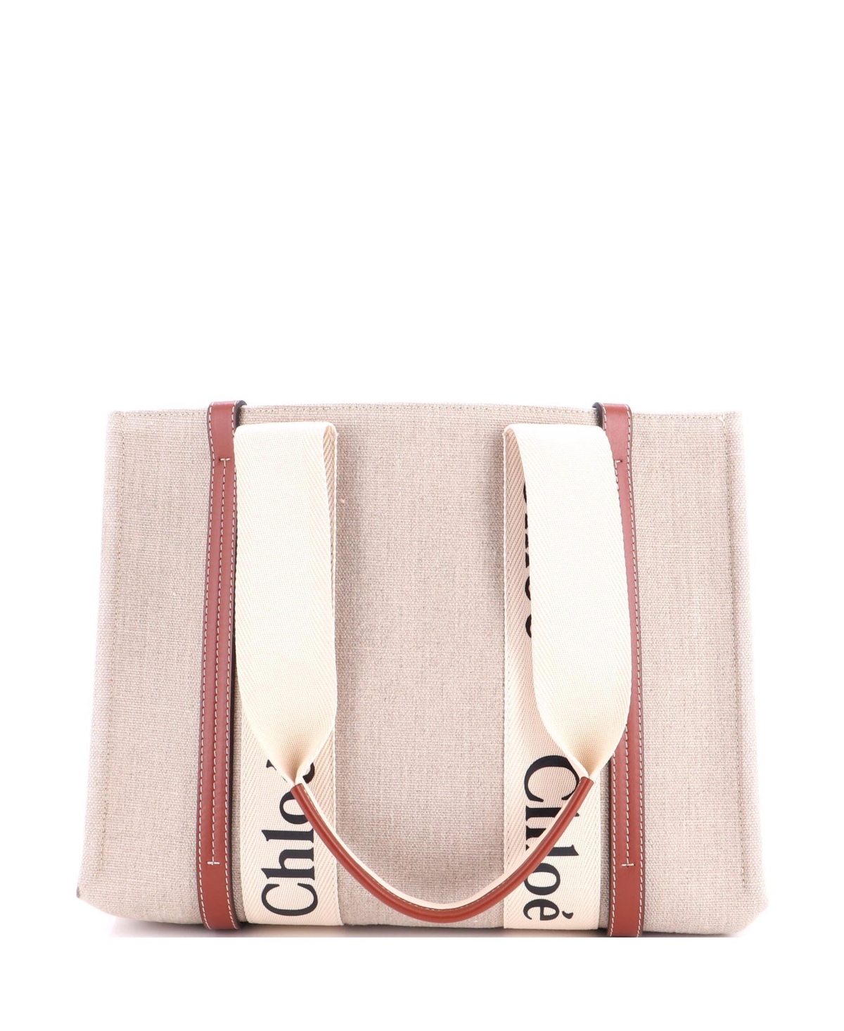 Click here for Pre-Owned Chloe Medium Woody Tote Canvas with Leat... prices