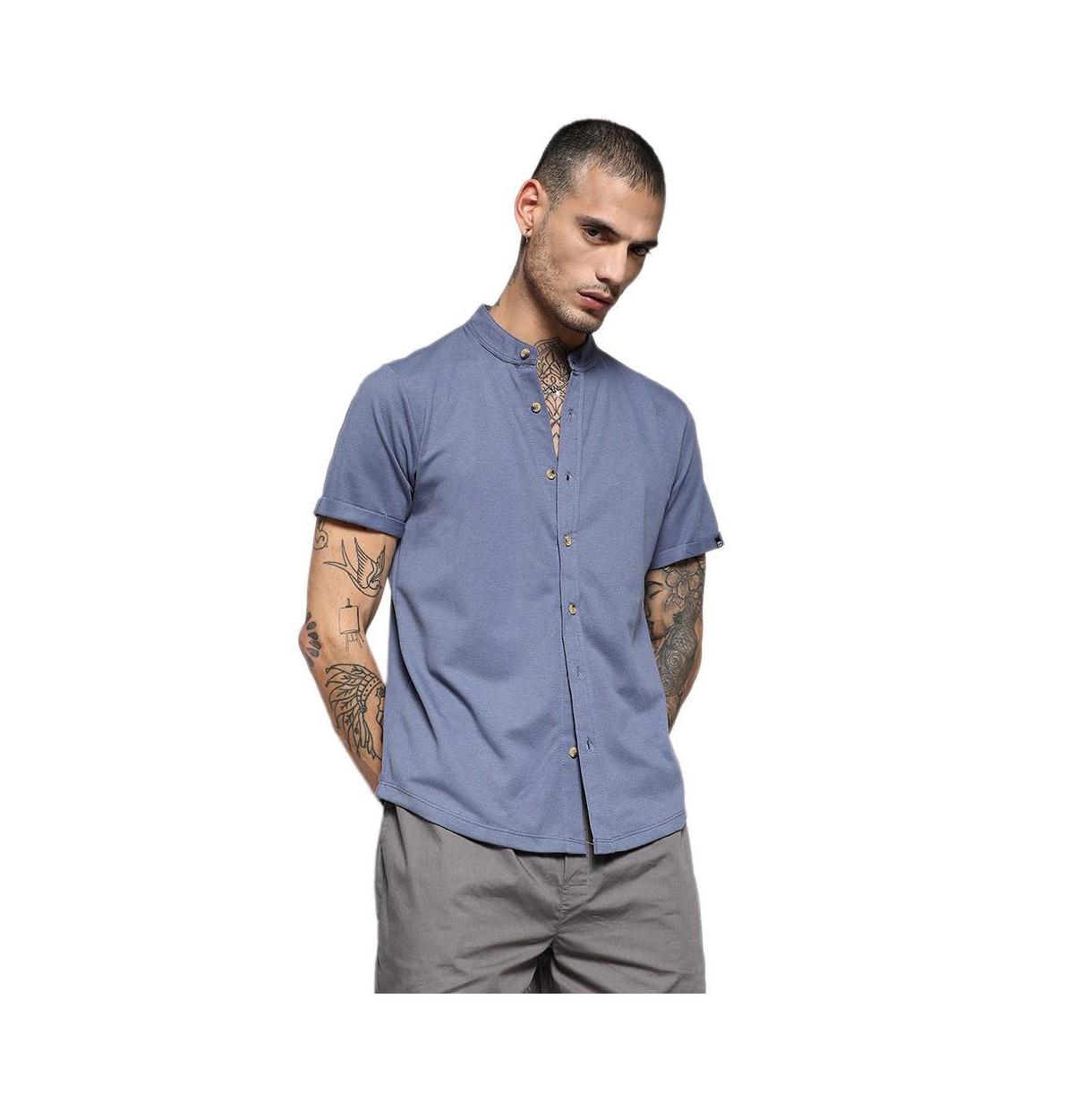Click here for Campus Sutra Mens Basic Shirt - Blue prices