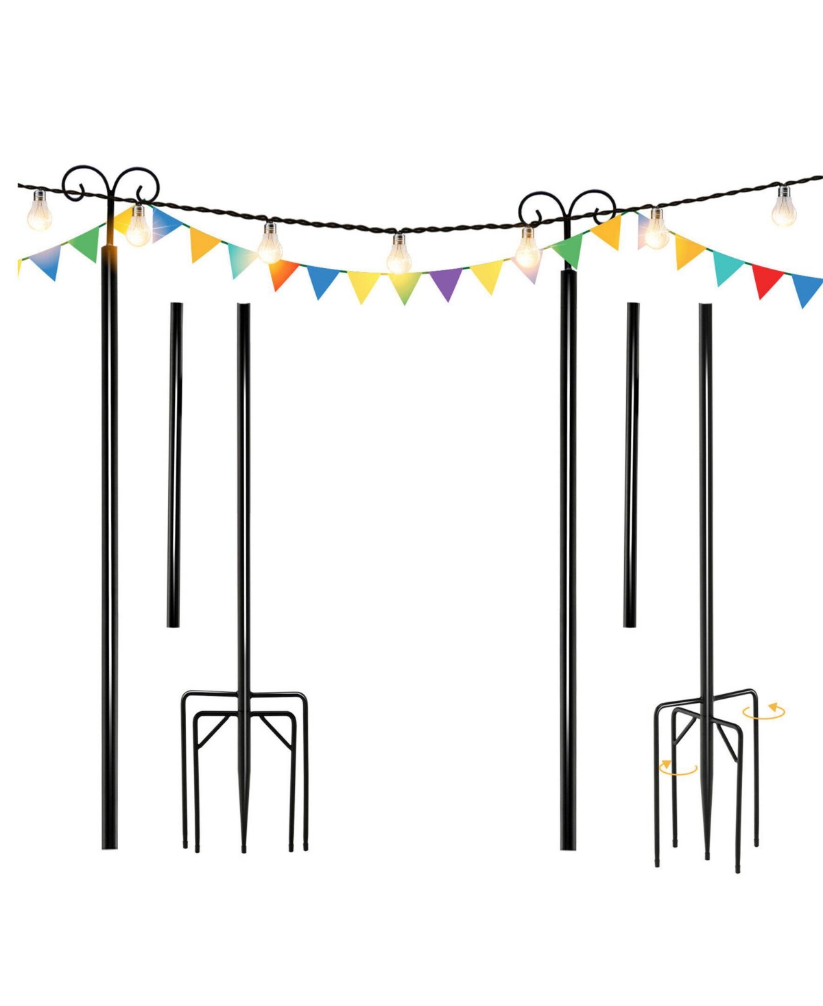 Click here for Sugift 10 ft String Light Poles 2 Pack Outdoor Met... prices