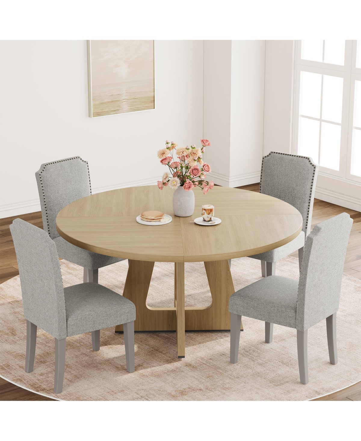 Click here for gaomon 47 in Round Large Dining Table Set for 4 to... prices