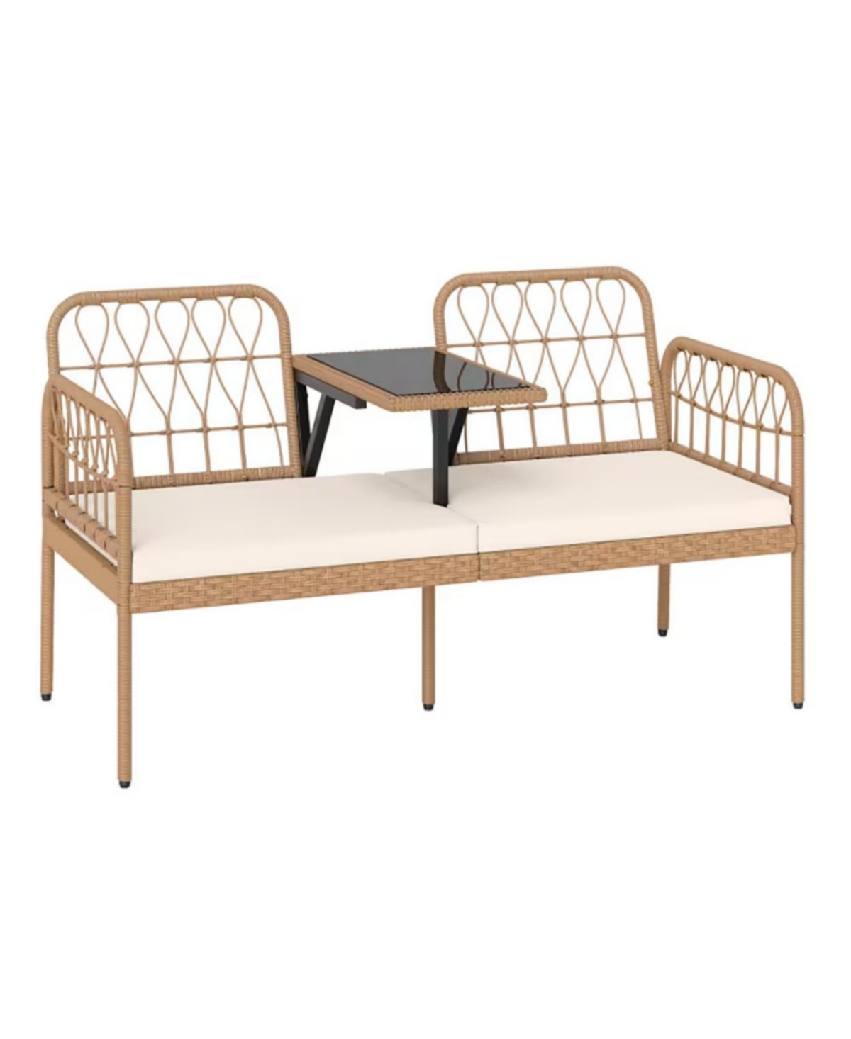 Click here for Yiortwo 2-Seat Pe Rattan Outdoor Loveseat with Cof... prices