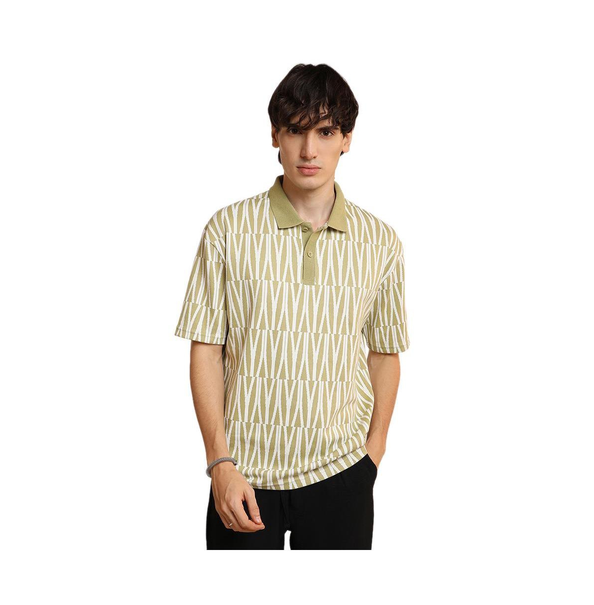 Click here for Campus Sutra Mens Veined Polo T-Shirt - Olive gree... prices