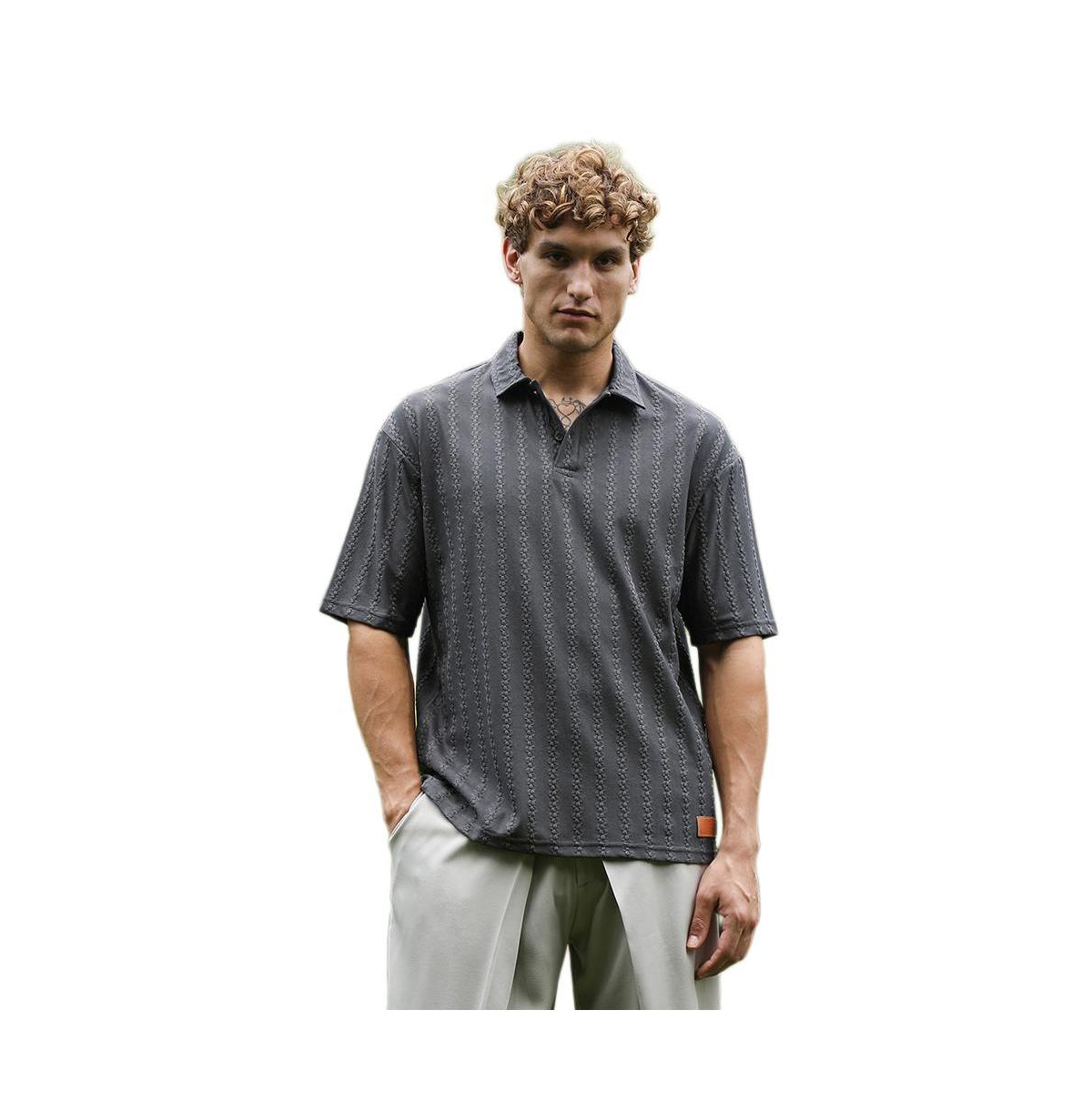 Click here for Campus Sutra Mens Spiralknot-Tactile Polo T-Shirt... prices