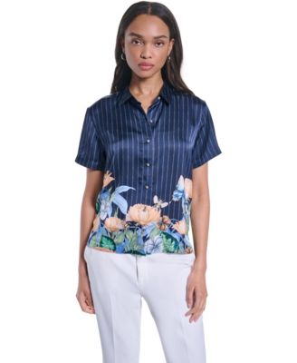 Click here for Karl Lagerfeld Paris Womens Striped Floral Printed... prices