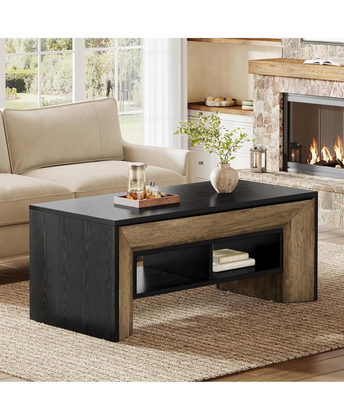 Click here for Tribesigns Rectangular Coffee Table with 2-Tier St... prices