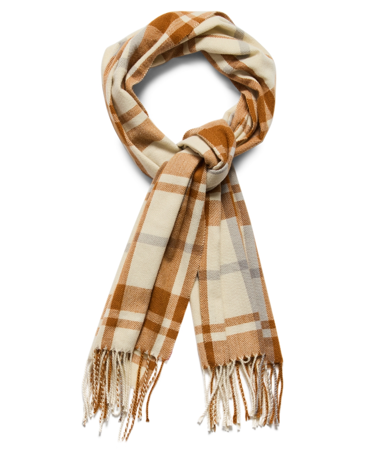 Click here for Steve Madden Enlarged Plaid Pattern Scarf - Off Wh... prices