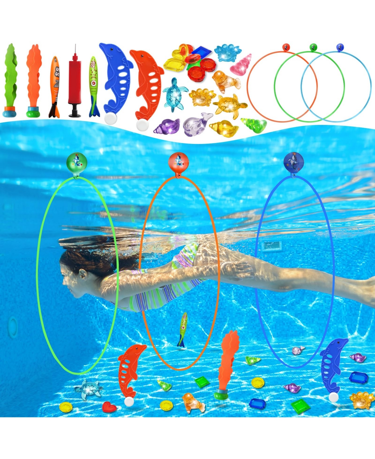 Click here for Gnuadz Pools Diving Rings Swim Thru Game Underwate... prices