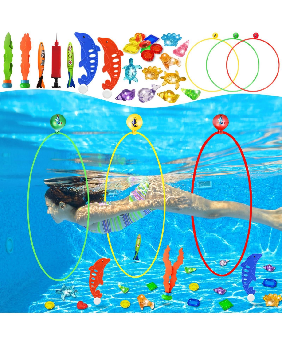 Click here for Gnuadz Pools Diving Rings Swim Thru Game Underwate... prices