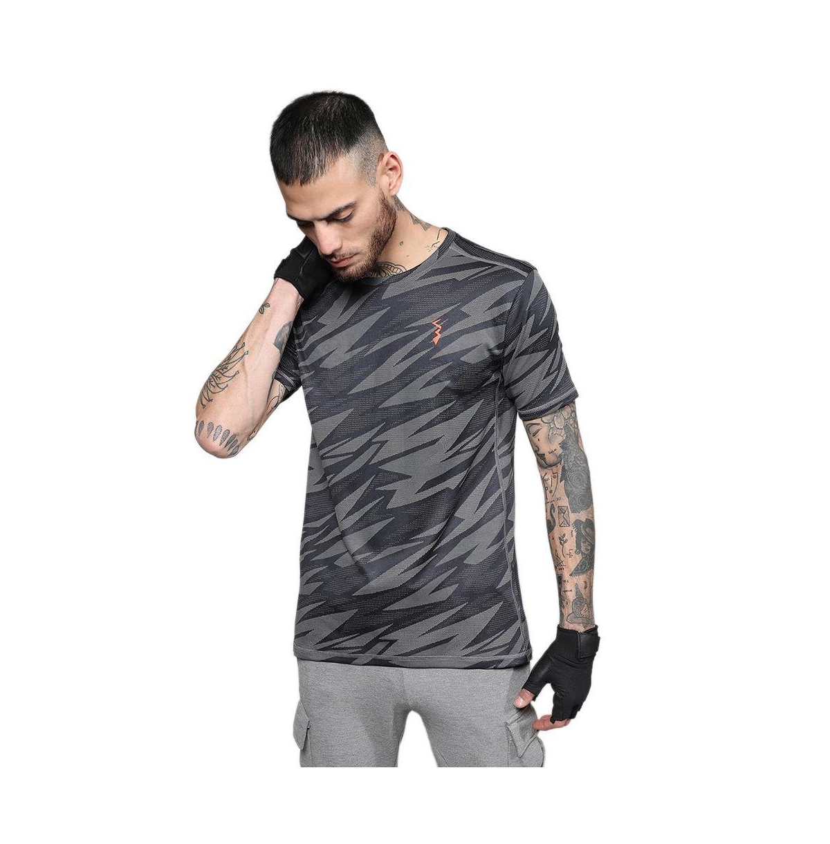 Click here for Campus Sutra Mens Dark Strokes Activewear T-Shirt... prices