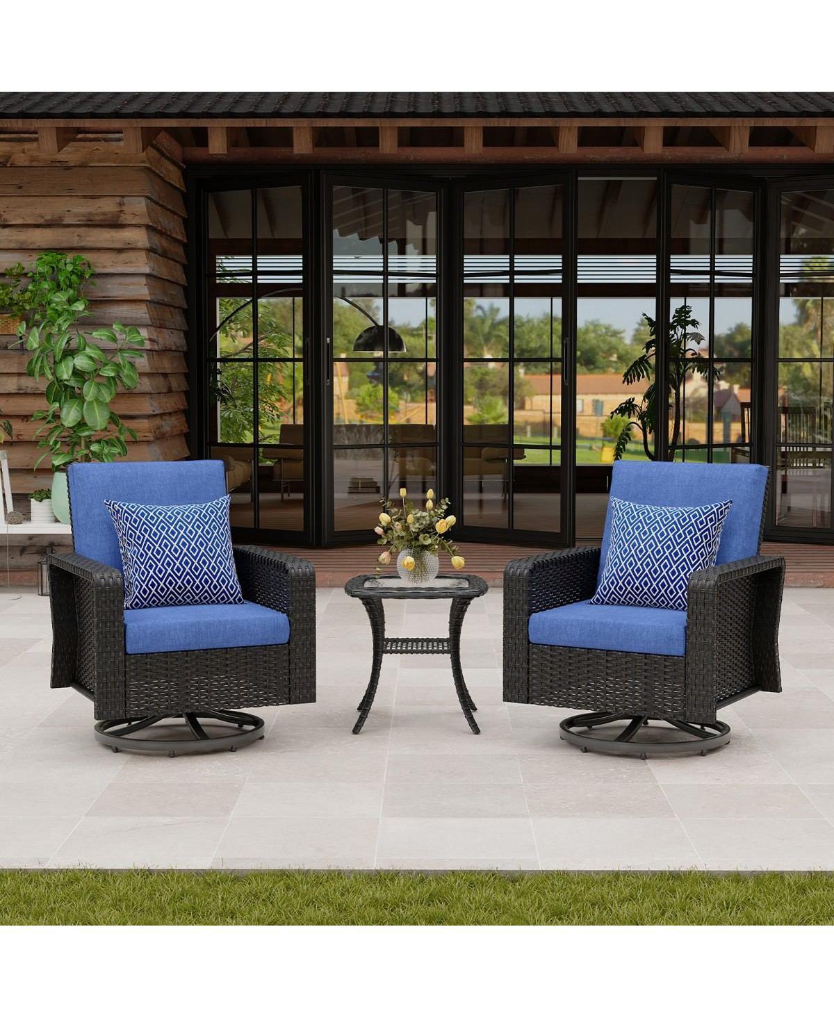 Click here for Asagikoiai 3-Piece Outdoor Rattan Swivel Chair Set... prices