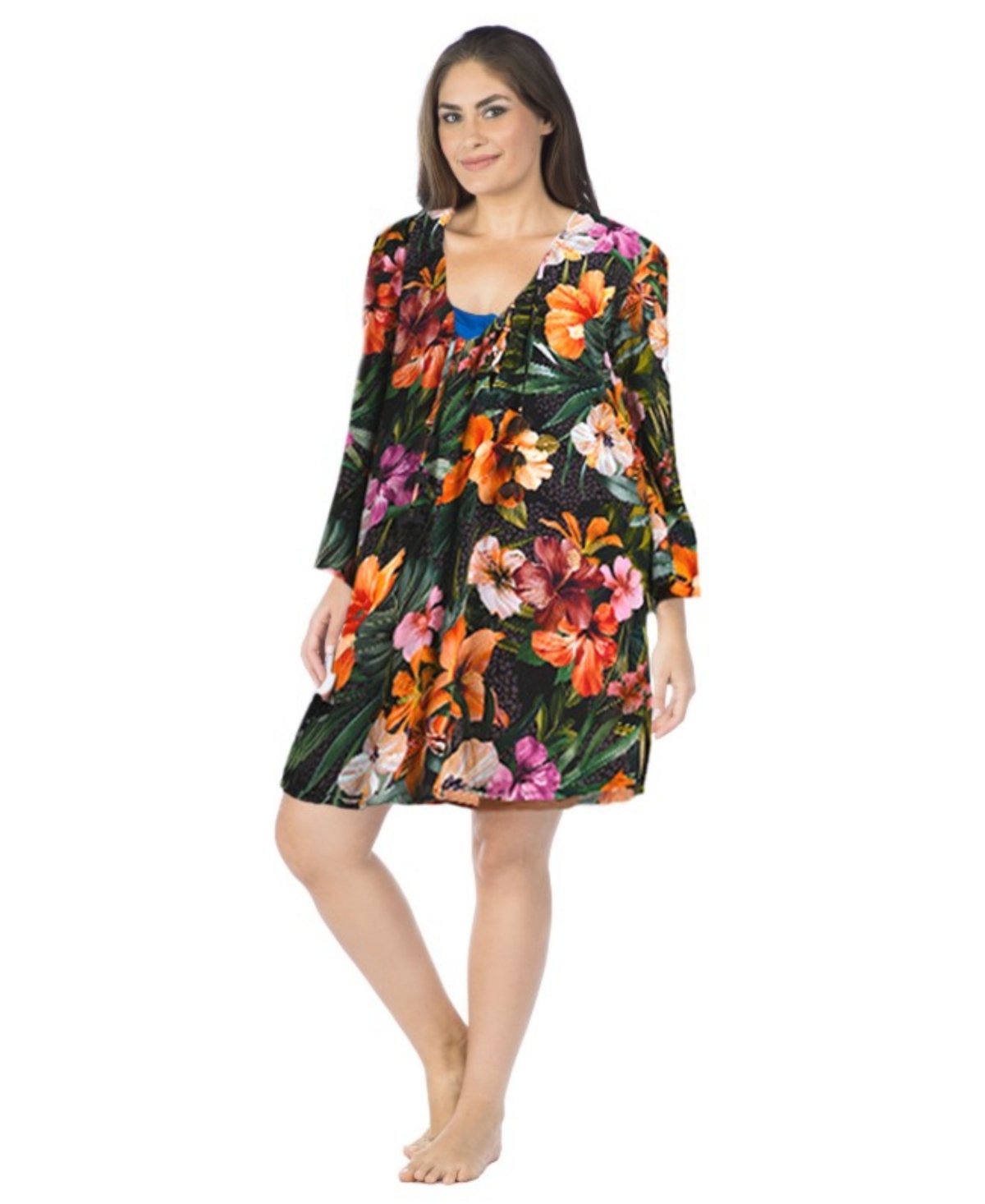 Click here for La Blanca Plus Size Tropical Hideaway Lace-Front S... prices