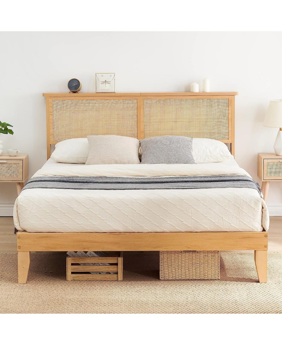 Click here for gaomon Bohemian Rattan Bed Frame with Headboard an... prices
