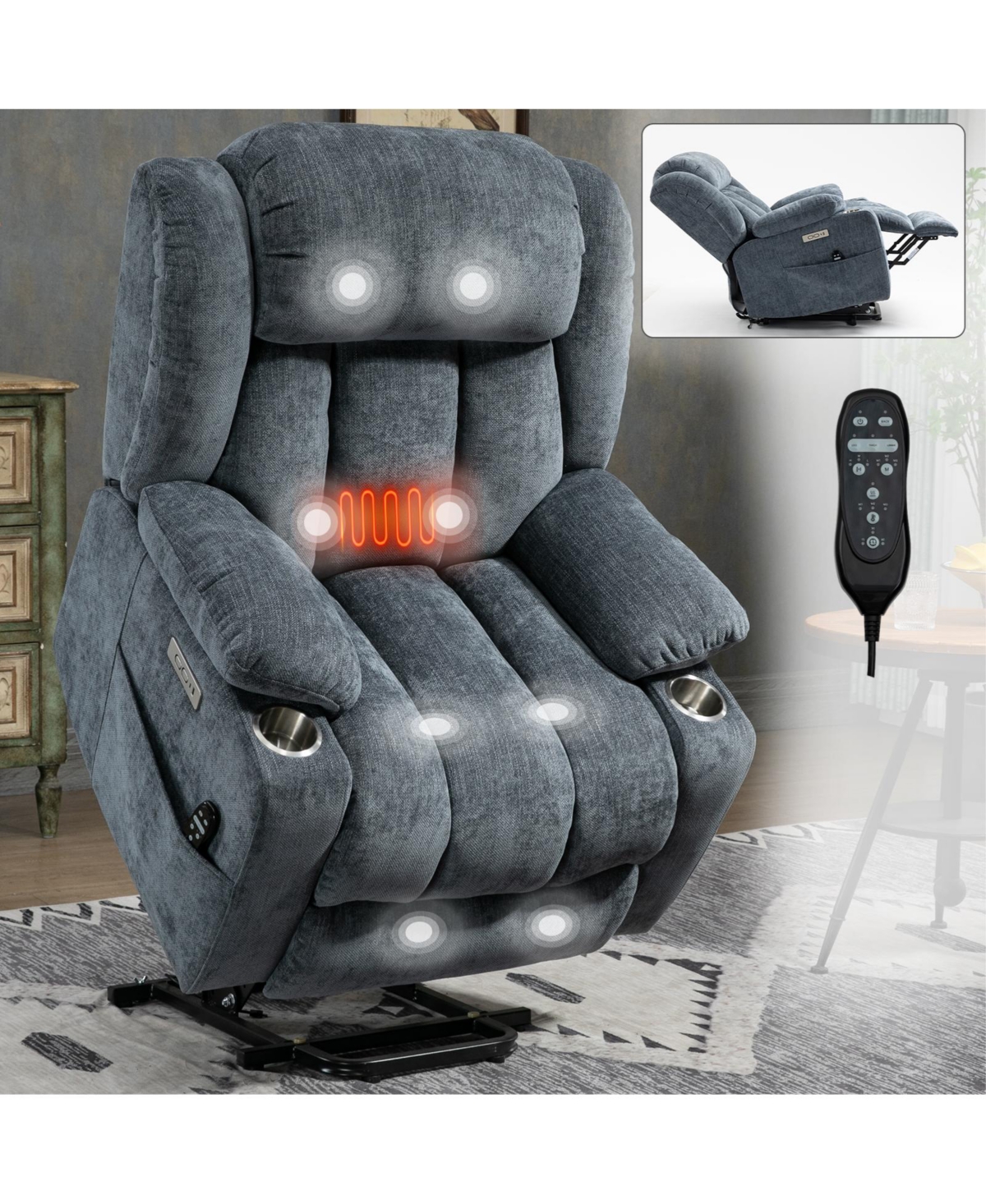 Click here for Clihome Up to 350 Lbs Chenille Power Lift Recliner... prices
