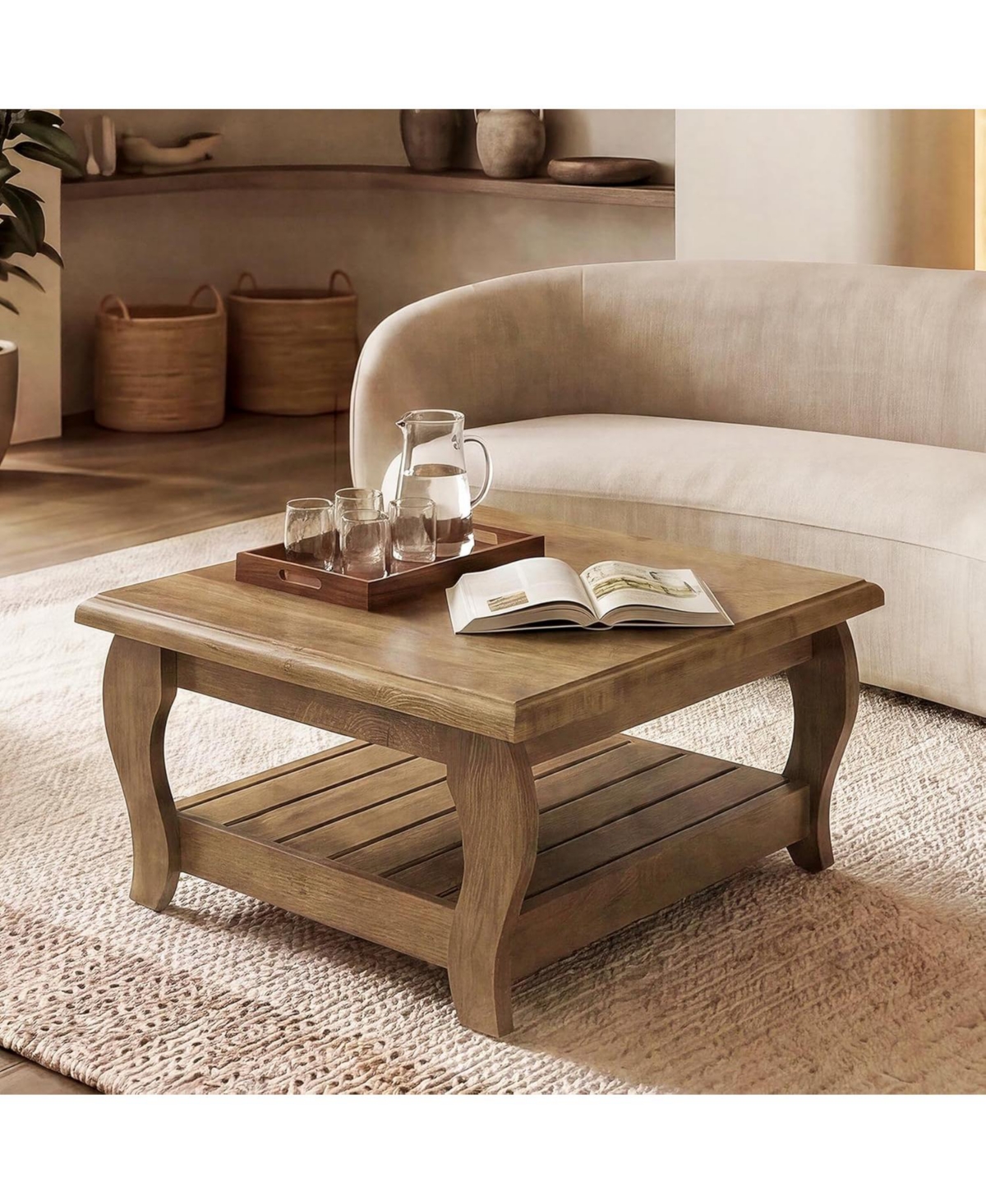 Click here for Tribesigns 31.5 Square Coffee Table  2-Tier Farmho... prices
