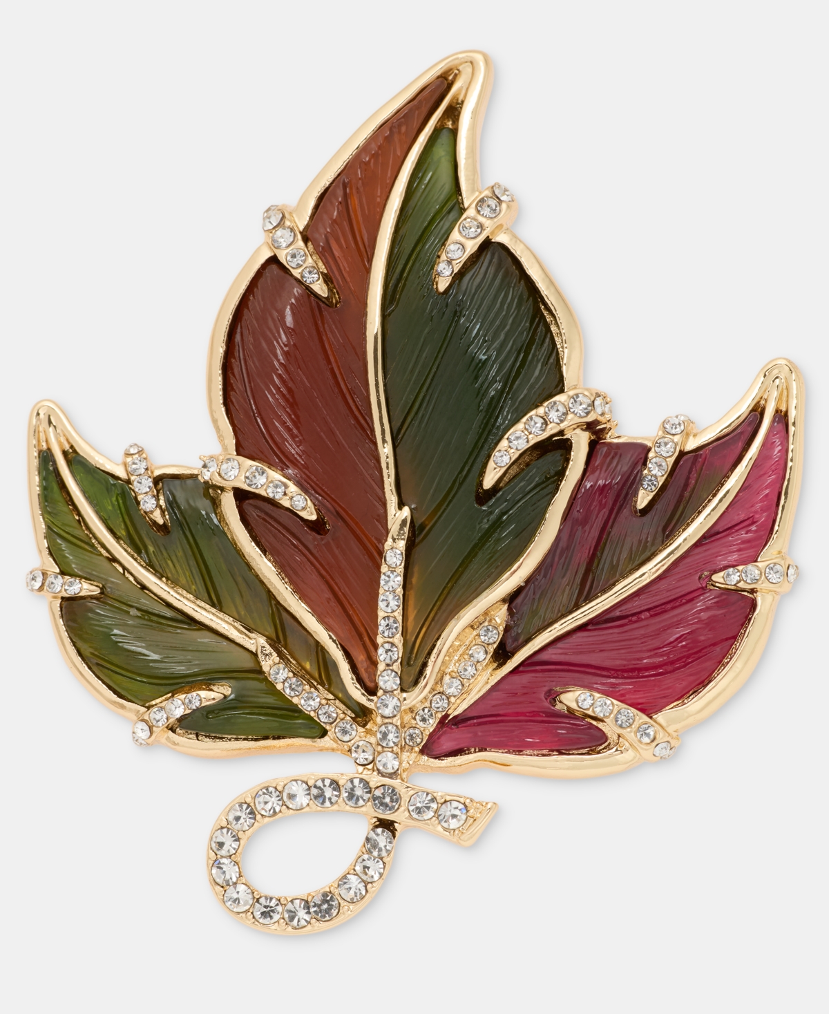 Click here for Anne Klein Pave Hanging Leaf Pin - Multi prices