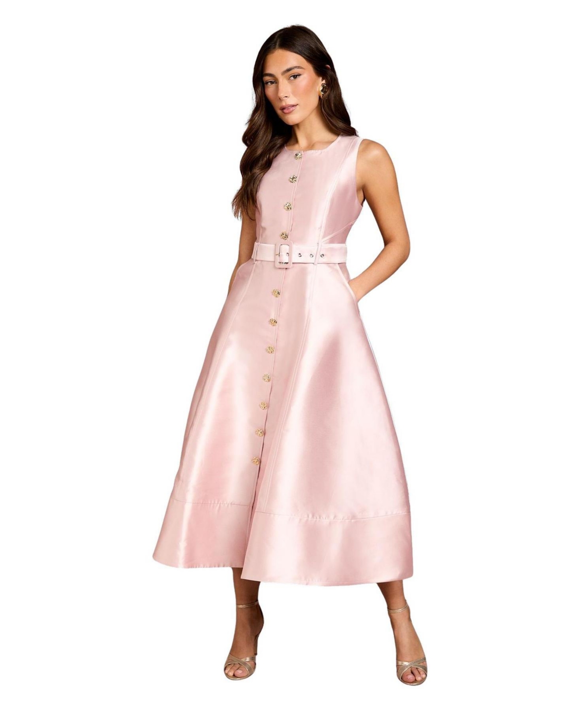 Click here for Coast Womens Button Through Belted A-Line Dress -... prices
