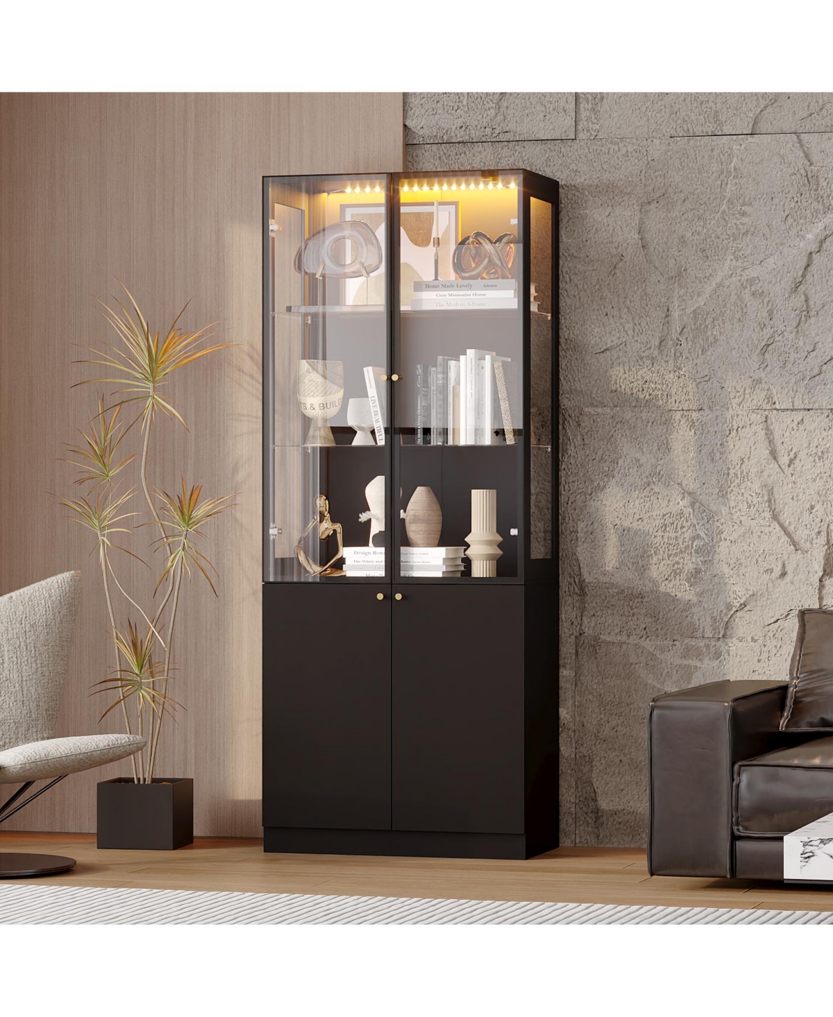 Click here for Homsee 4-Door Glass Cabinet 31.5-Inch Wide Modern... prices