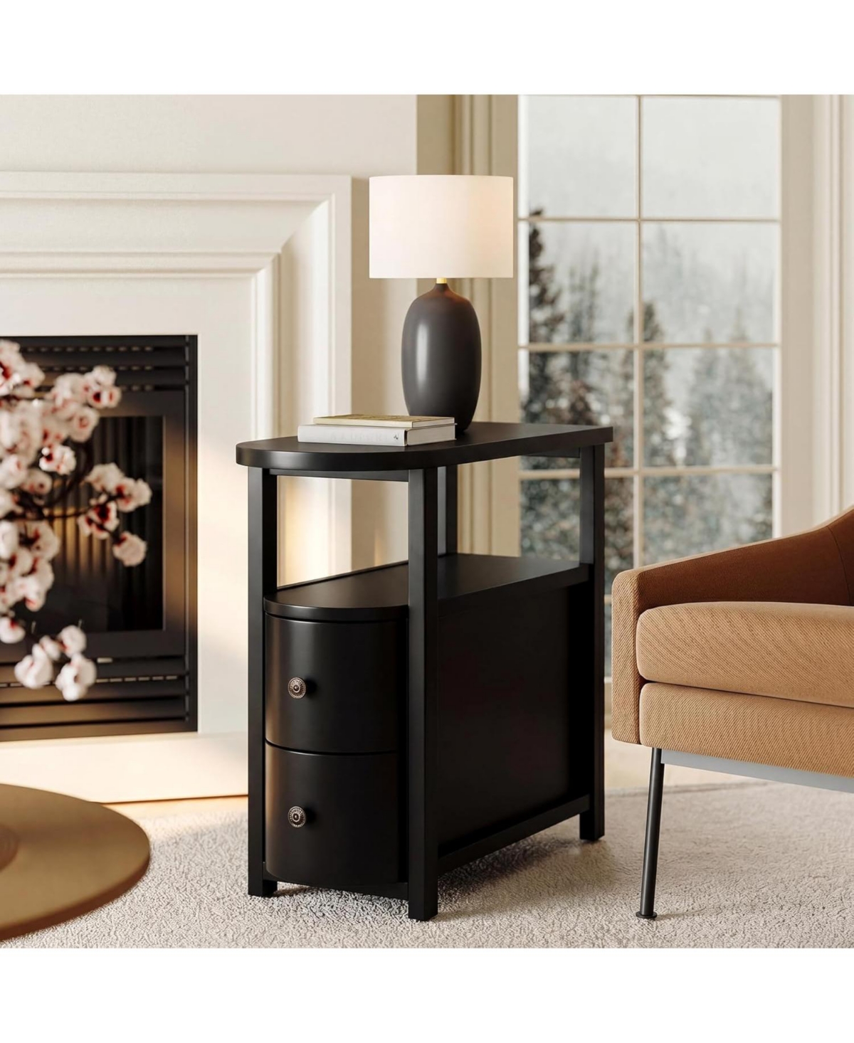 Click here for Tribesigns Solid Wood End Table with 2 Drawers and... prices