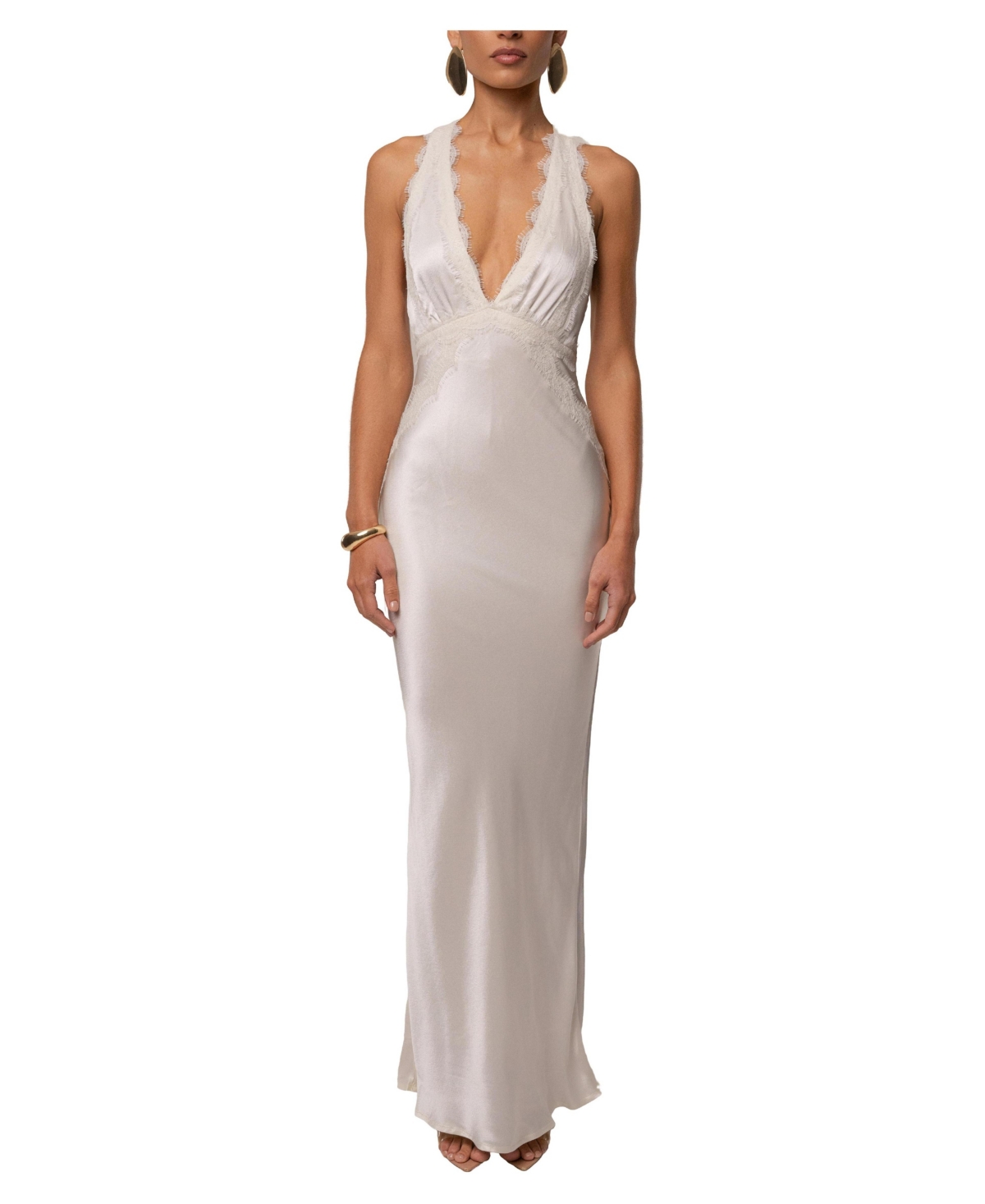 Click here for Jluxlabel Womens Satin Evenings Maxi Dress - Ivory prices