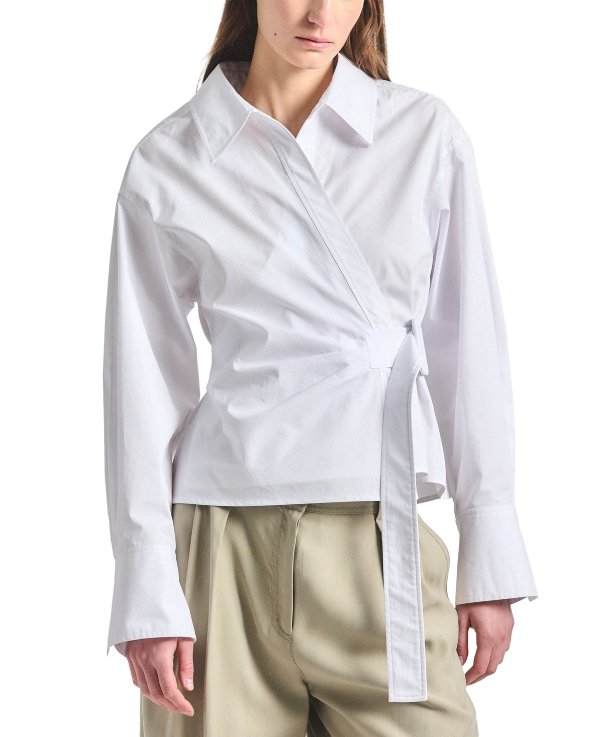 Click here for Derek Lam 10 Crosby Womens Gavin Wrap-Front Long-S... prices