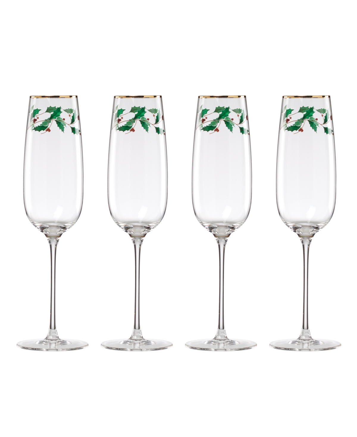 Click here for Lenox Holiday Decal Flute Glasses  Set of 4 - Clea... prices
