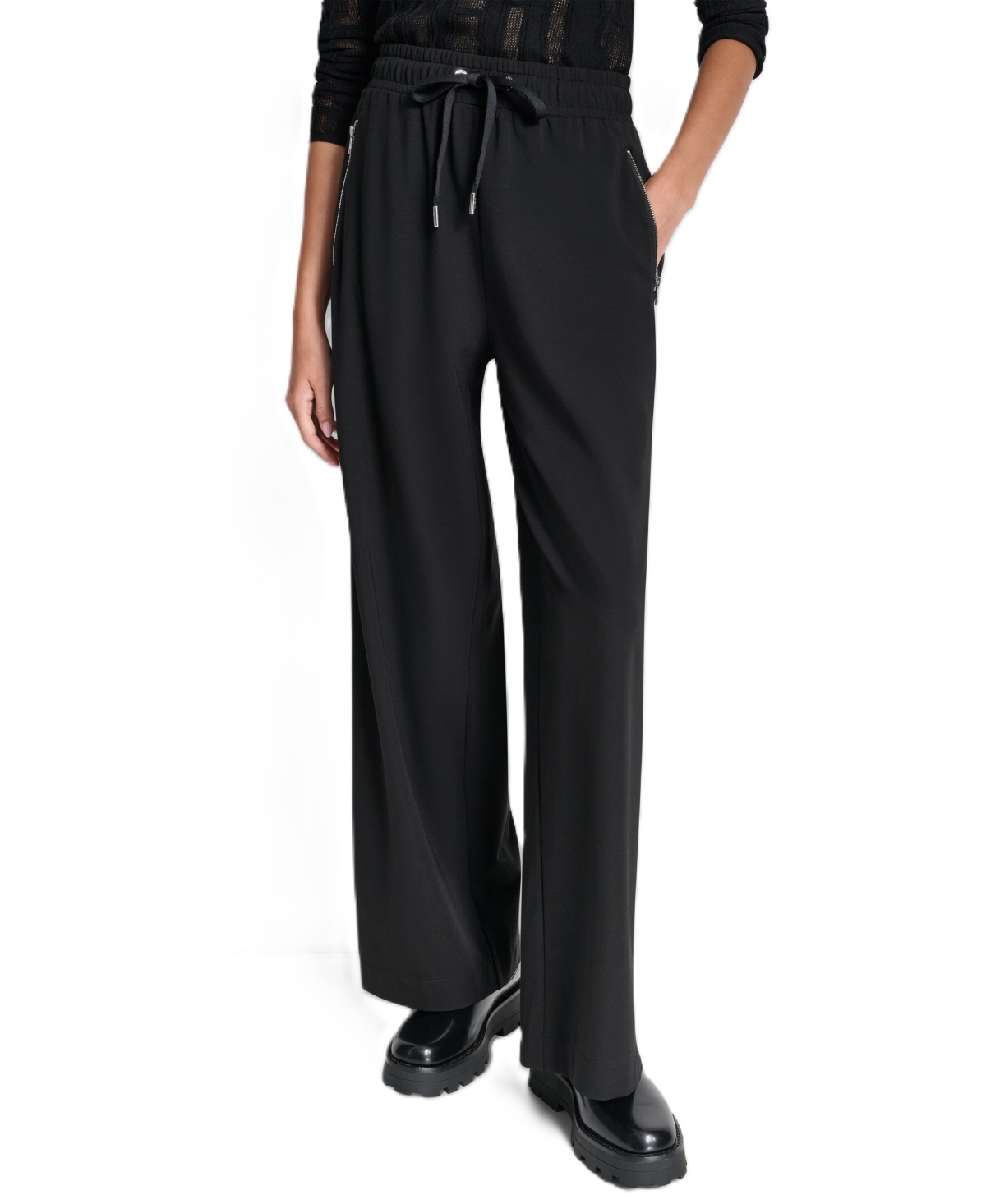Click here for Dkny Womens Soho Ponte Pull-On Wide-Leg Pants - Bl... prices