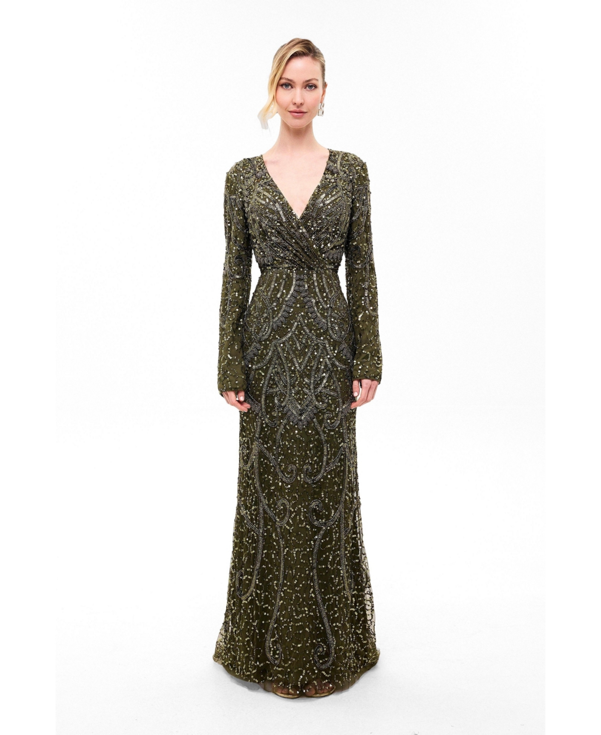 Click here for Beauut Womens Embellished Sequin Abstract Gown - O... prices