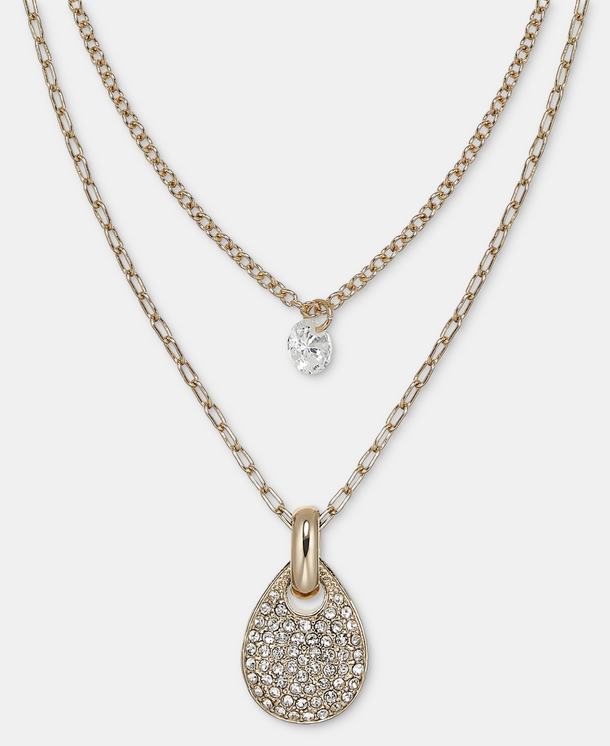 Click here for Dkny Layered Pendant Necklace  16 + 3 extender - C... prices