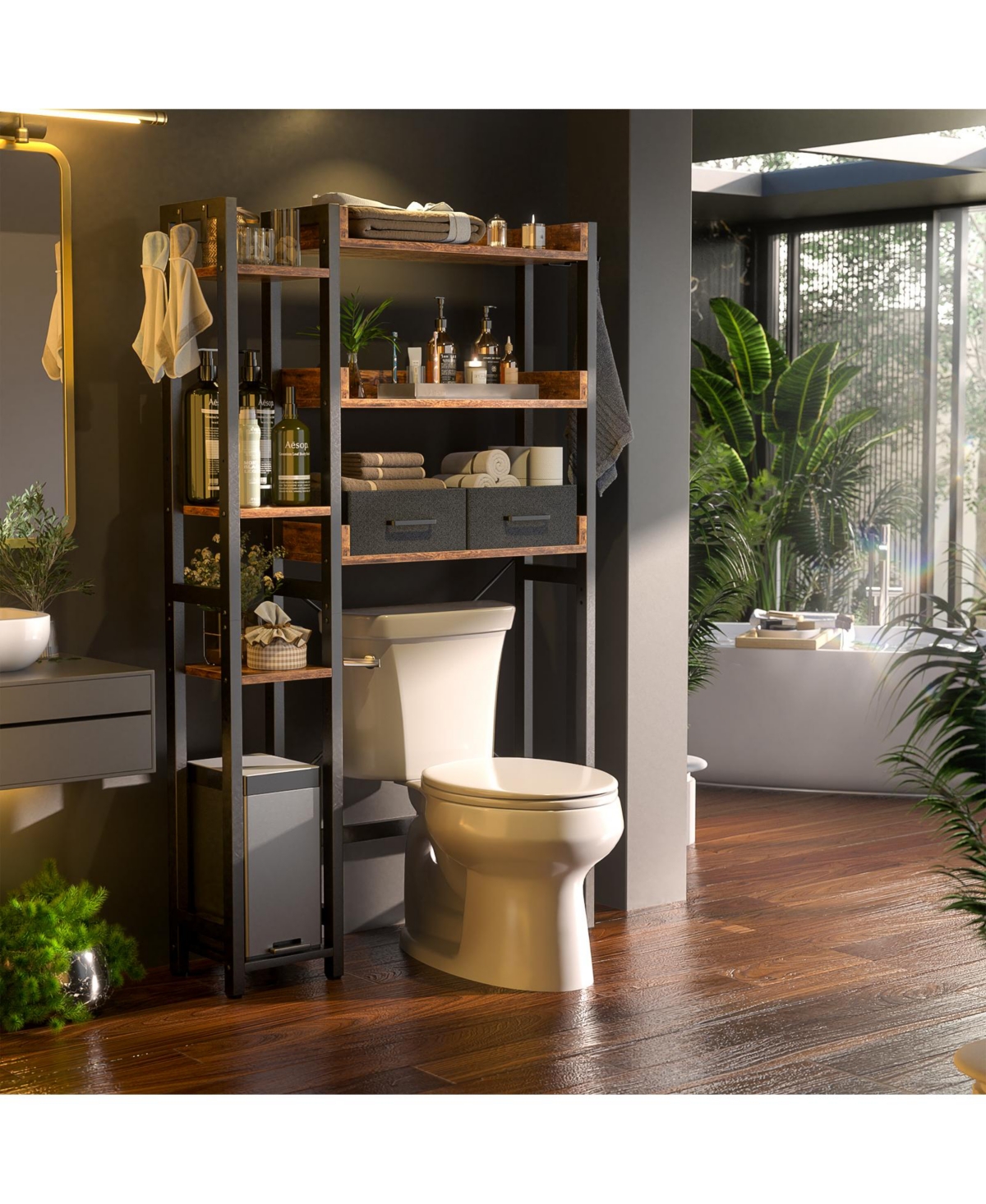 Click here for Aheaplus Over Toilet Storage Shelves with Fabric D... prices