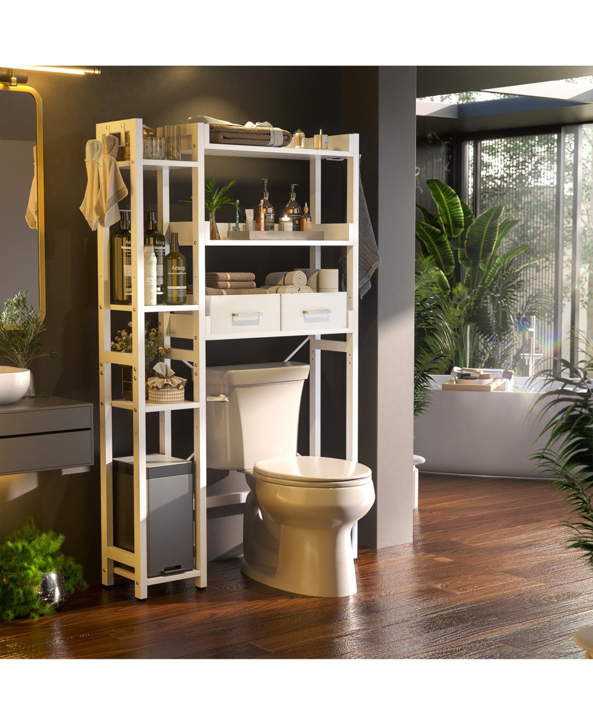 Click here for Aheaplus Over Toilet Storage Shelves with Fabric D... prices