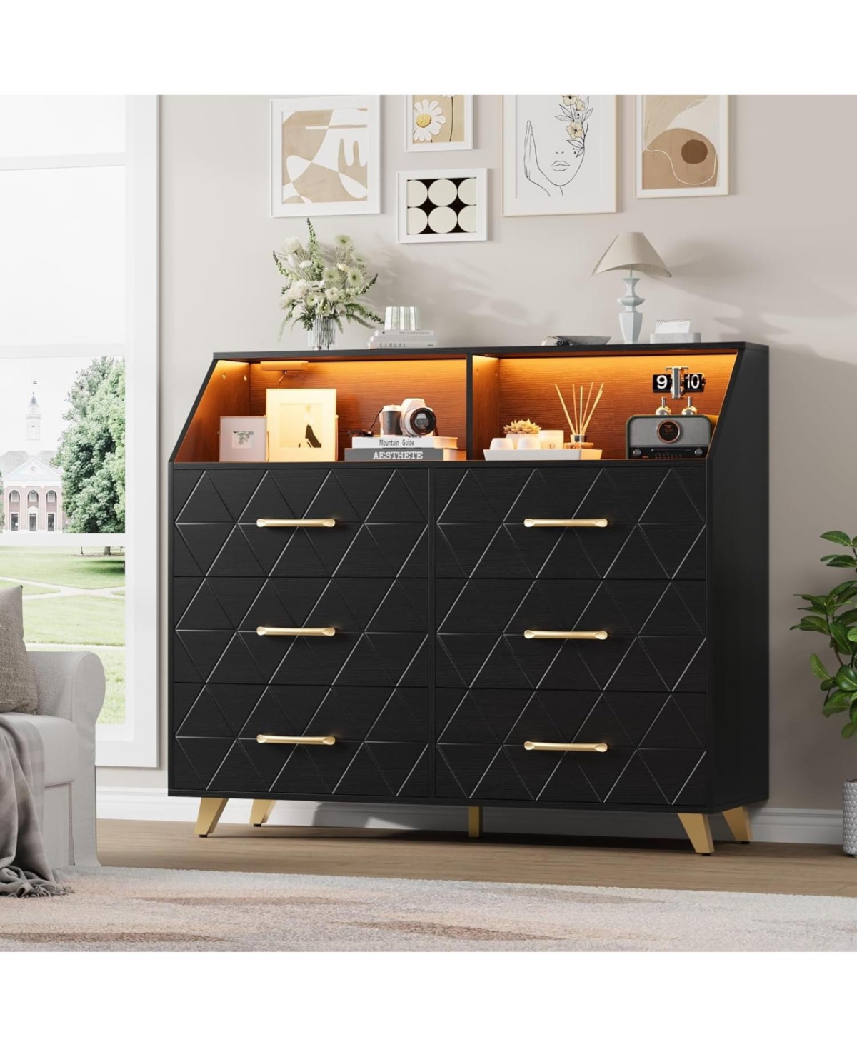 Click here for gaomon Modern 6 Drawer Dresser  Chest of Drawer wi... prices