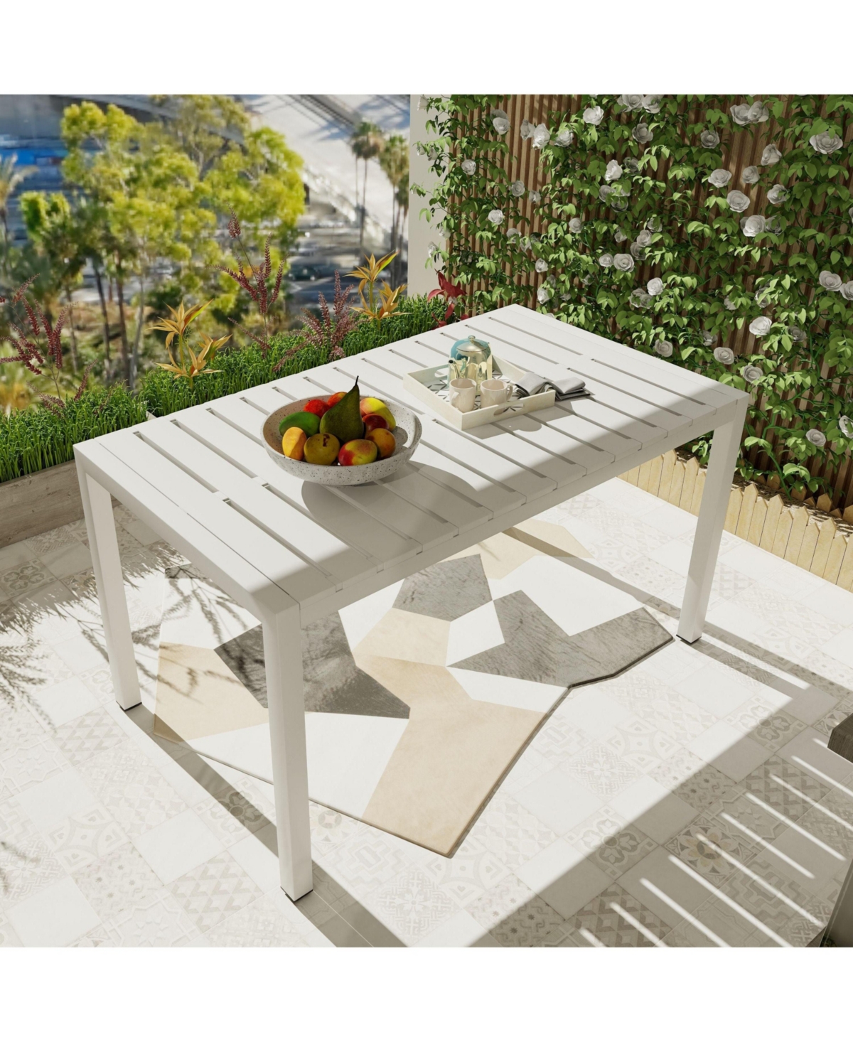Click here for Mondawe 55 Inches Outdoor Modern Dining Table  Lig... prices