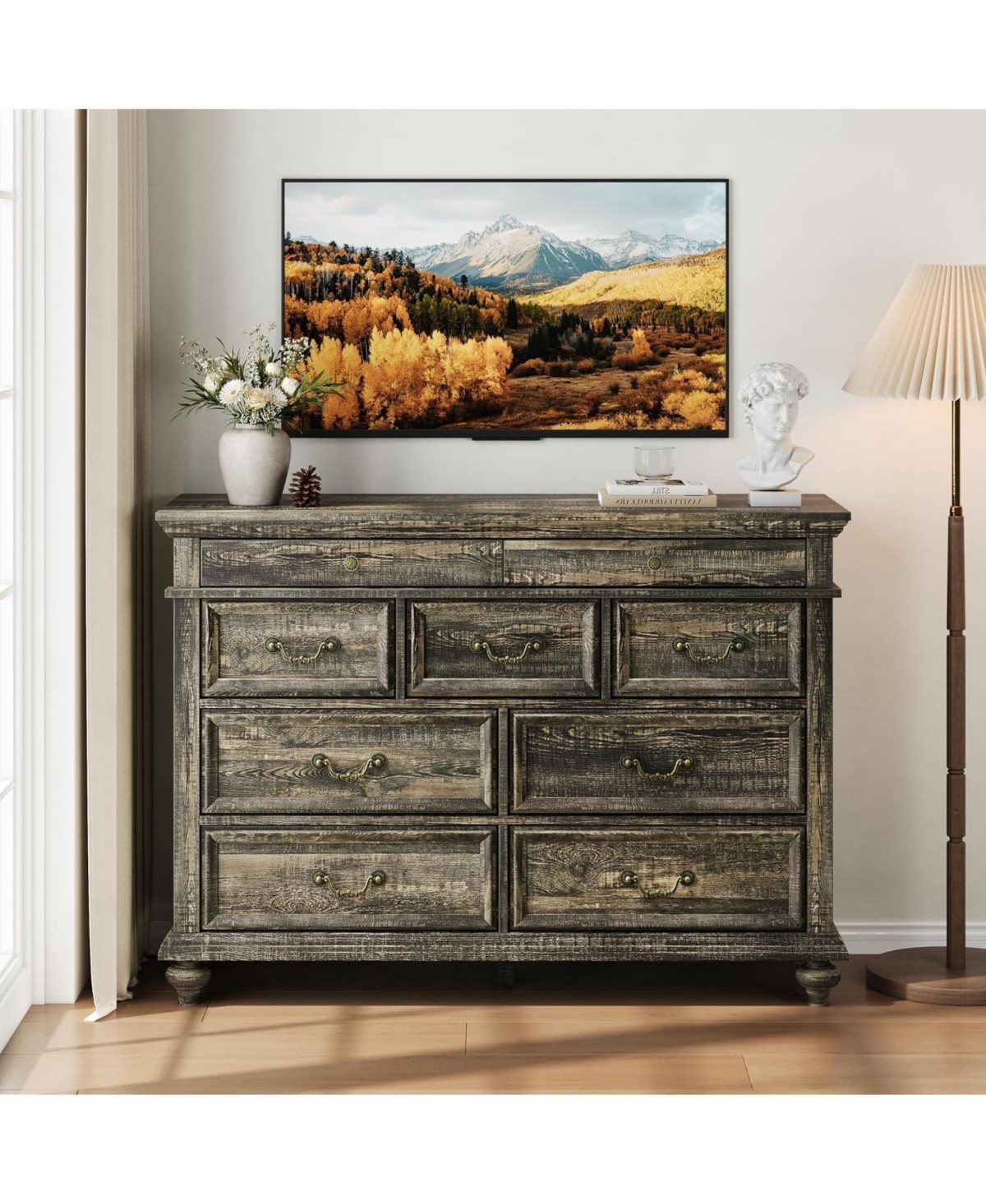 Click here for gaomon 47 Farmhouse Dresser with 9 Drawers  Rustic... prices
