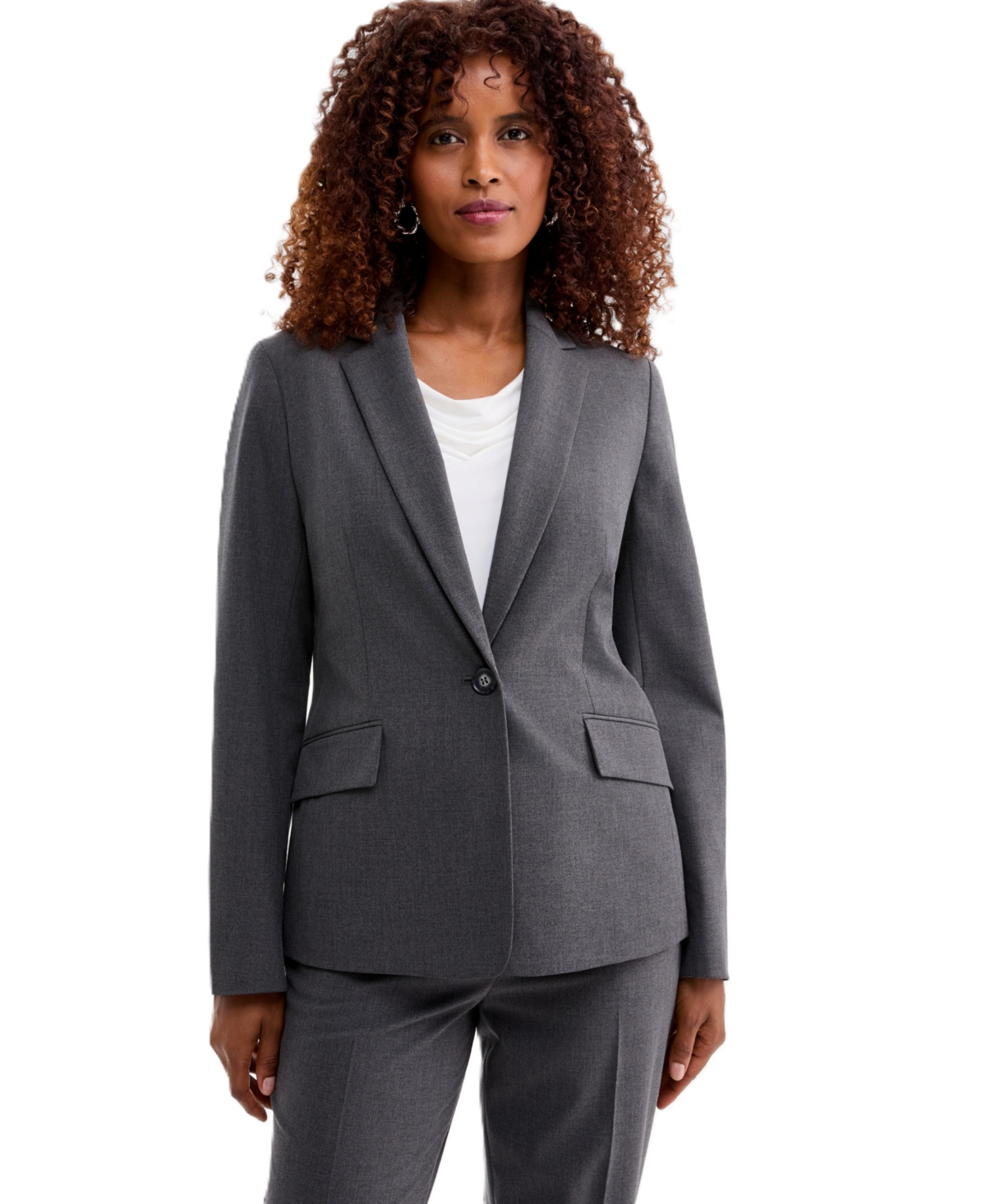 Click here for Kasper Petite One-Button Notched Collar Blazer - M... prices