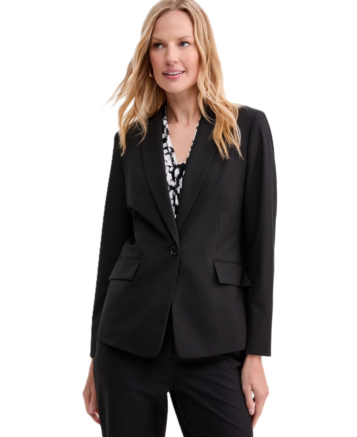 Click here for Kasper Petite One-Button Notched Collar Blazer - B... prices