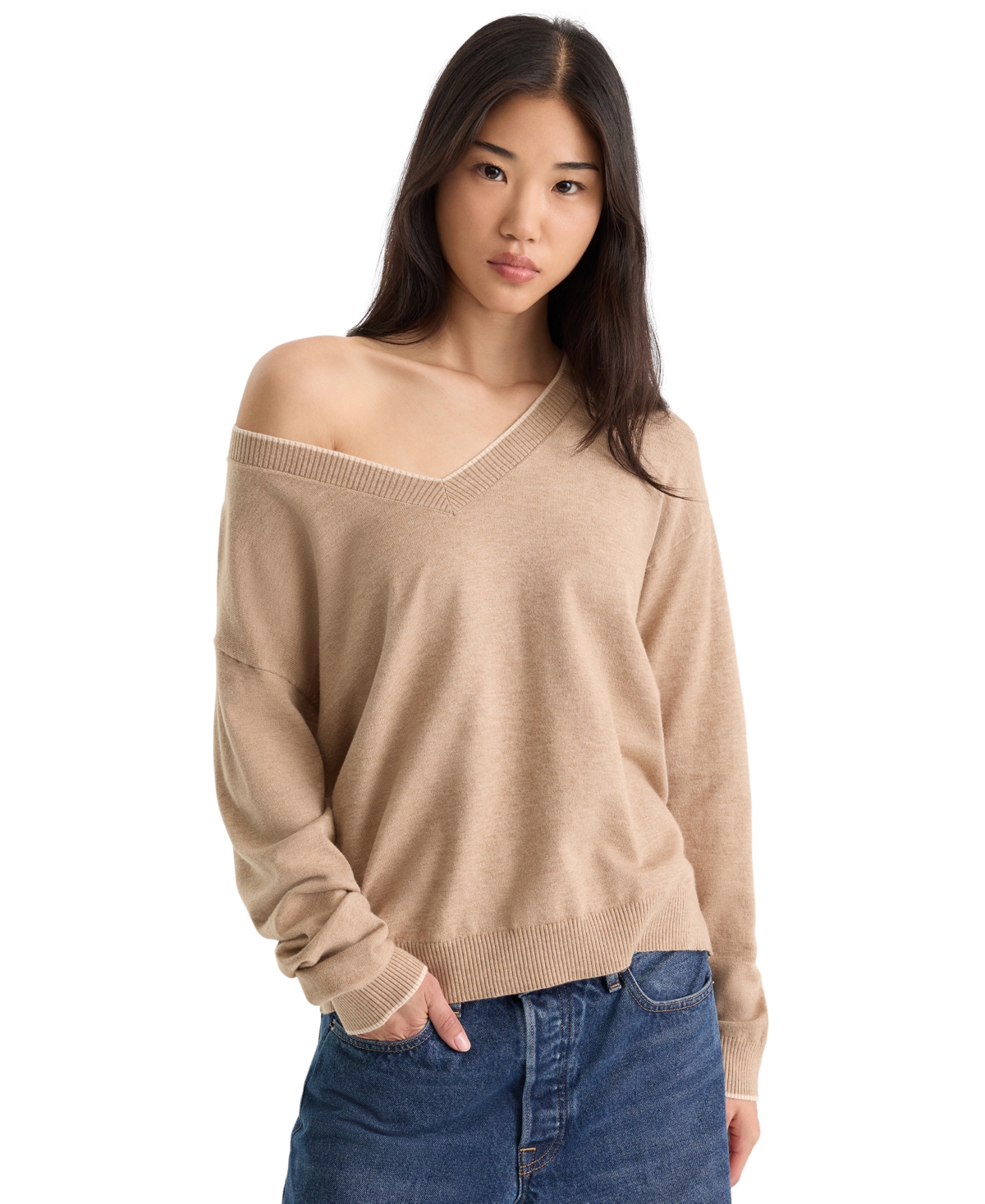 Click here for Good American Womens Cozy V-Neck Pull-On Sweater -... prices