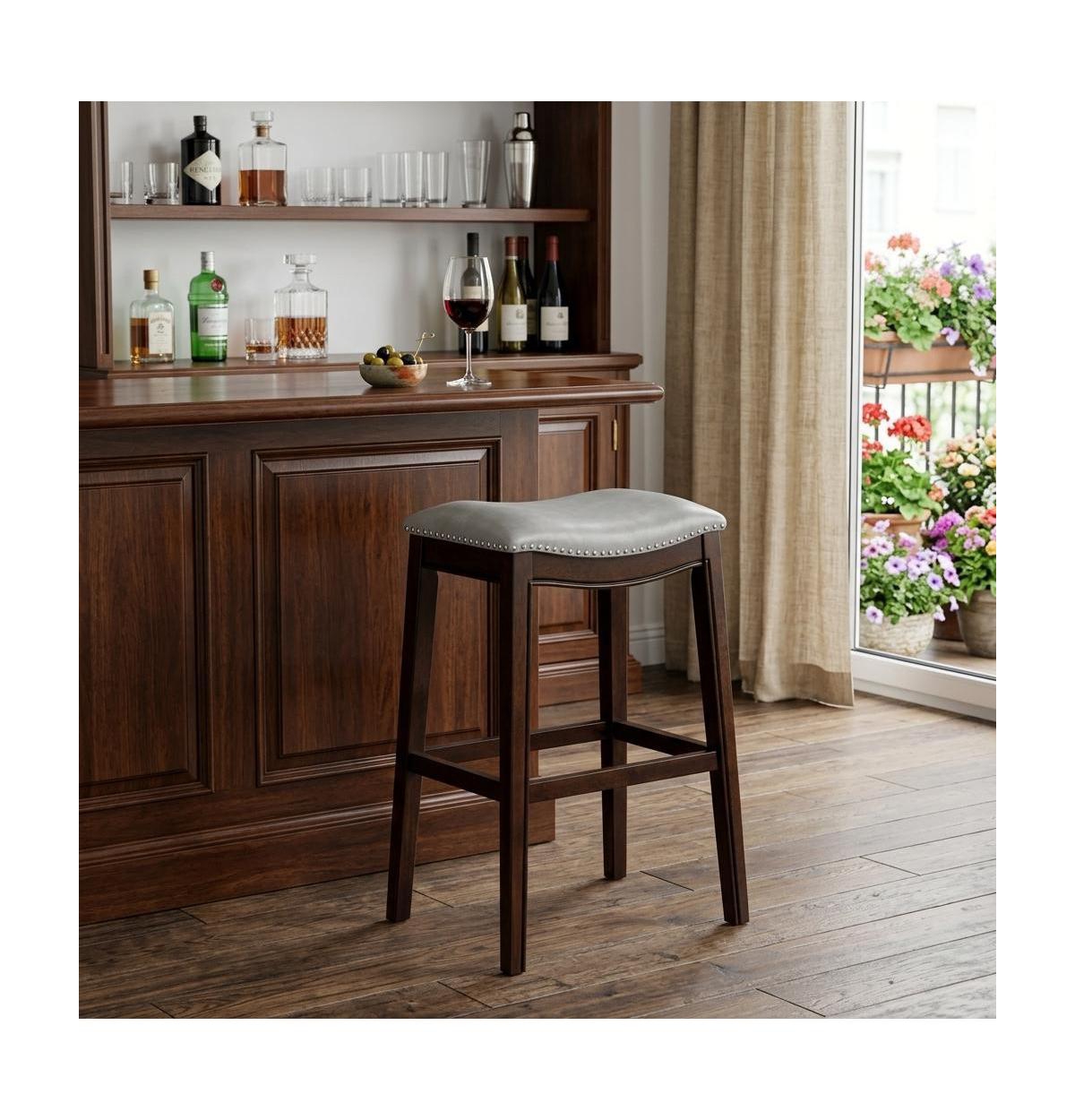 Click here for HomeRoots 31 Faux Leather and Solid Wood Backless... prices