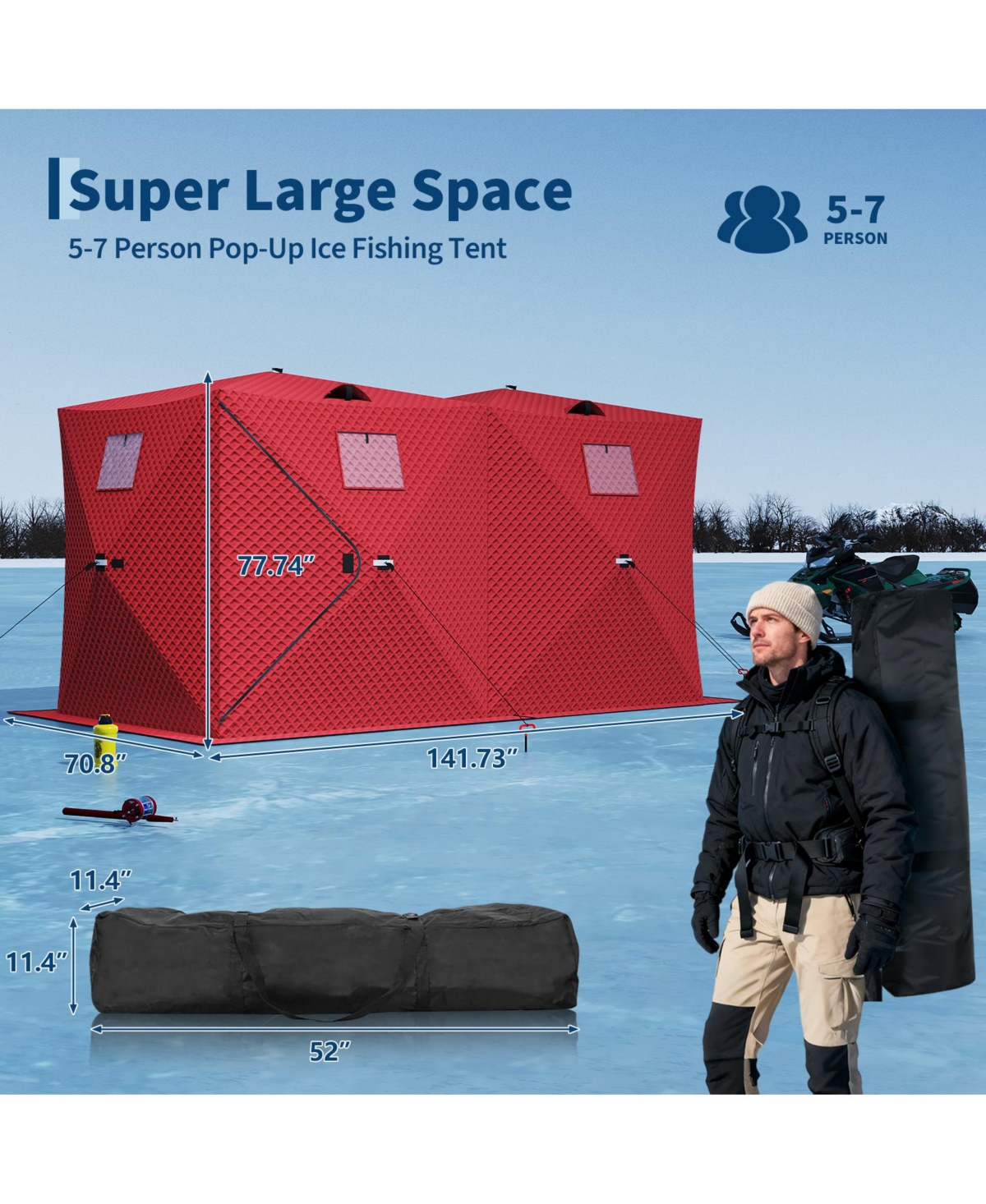 Click here for homfan 142 x 71 x 78 Inch Ice Fishing Shelter with... prices