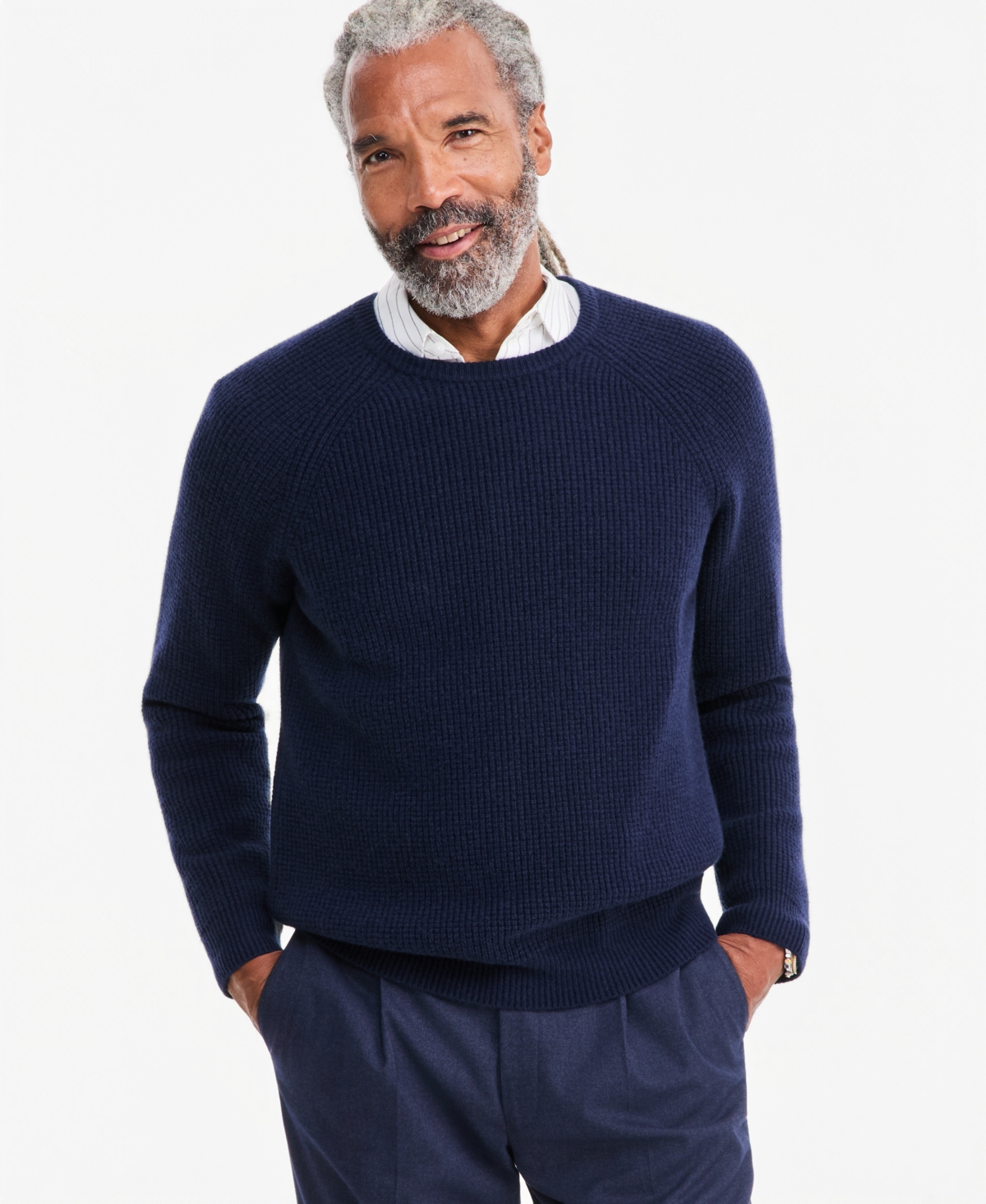 Click here for Club Room Mens Long-Sleeve Waffle Crewneck Sweater... prices