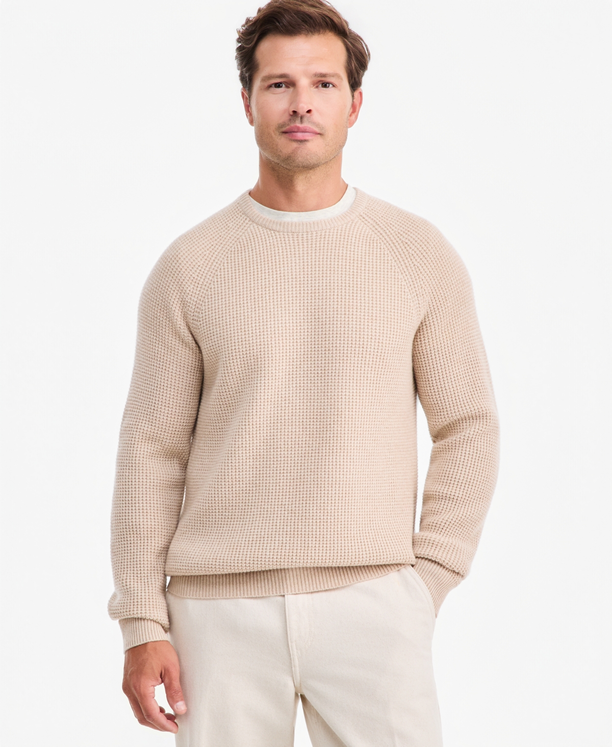 Click here for Club Room Mens Long-Sleeve Waffle Crewneck Sweater... prices