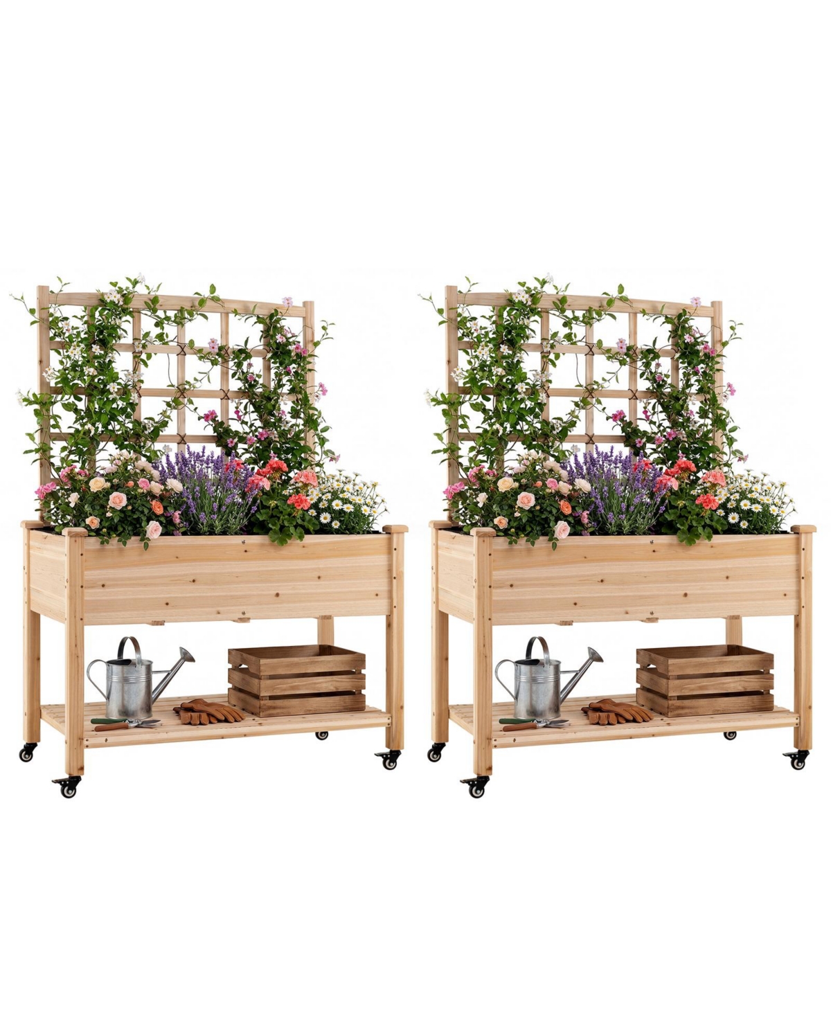 Click here for Costway Wooden Raised Garden Bed with Trellis 47x2... prices